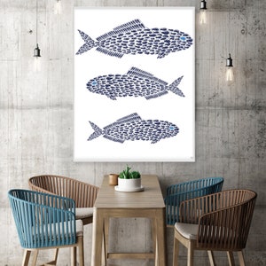 Blue Fish Print, Fish Painting, Fishing Gift, Sealife Fish Decor, Fish ...