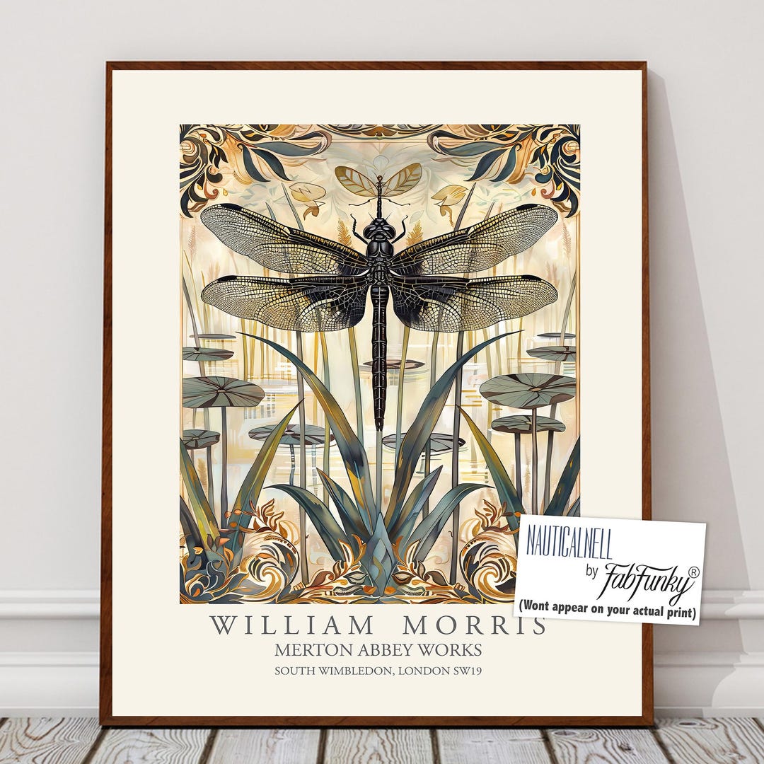 Dragonfly Print, William Morris Style Illustration, William Morris ...