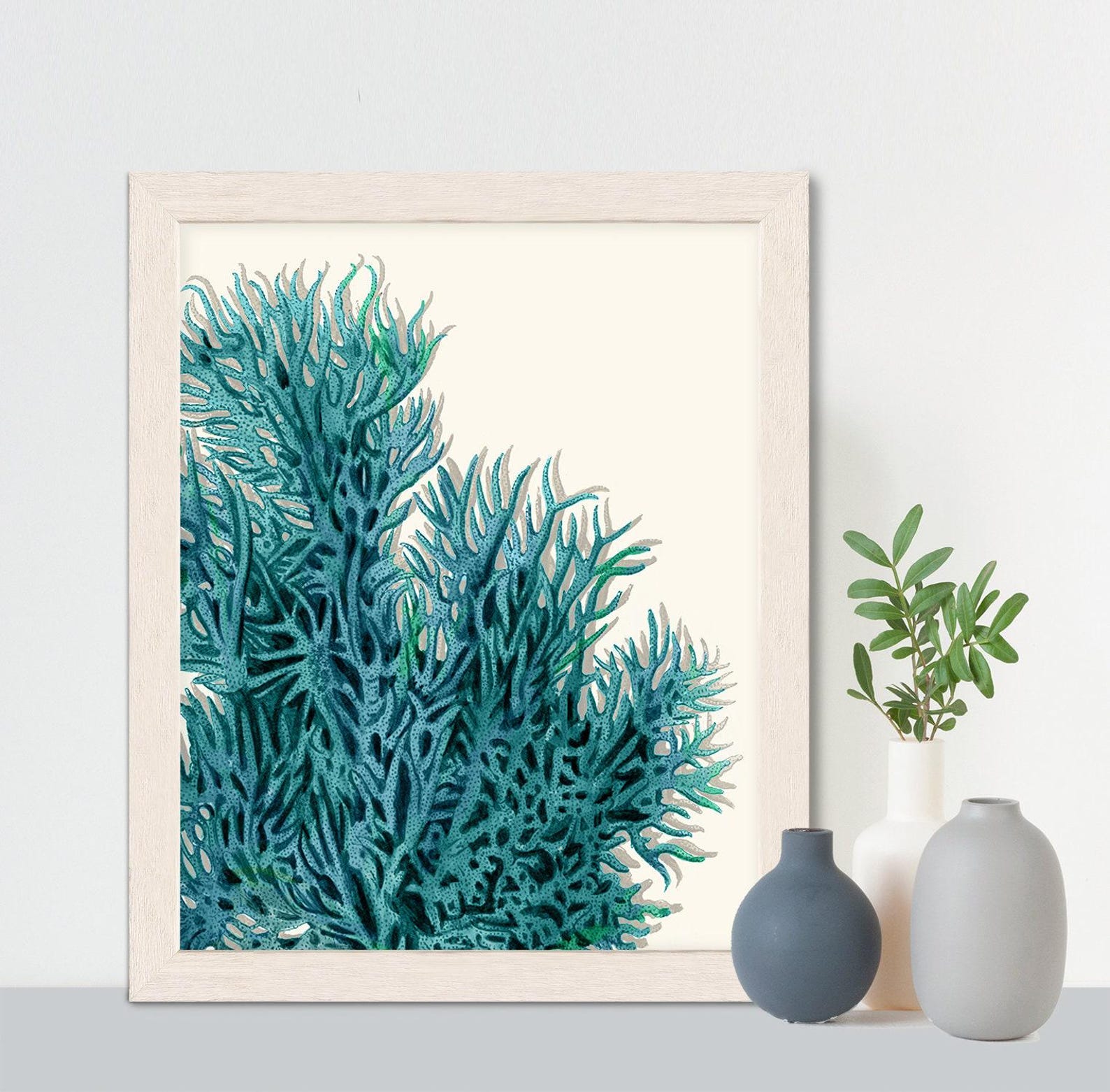 Turquoise Coral Print - Coral 9 in Turquoise - Turquoise Wall Art Coral ...