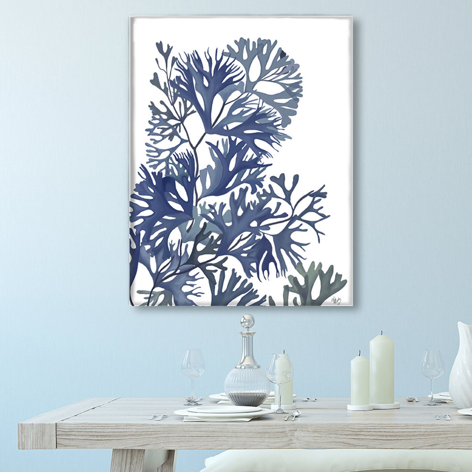 Nature Inspired Seaweed Wall Art Coastal Home Decor Blue | Etsy