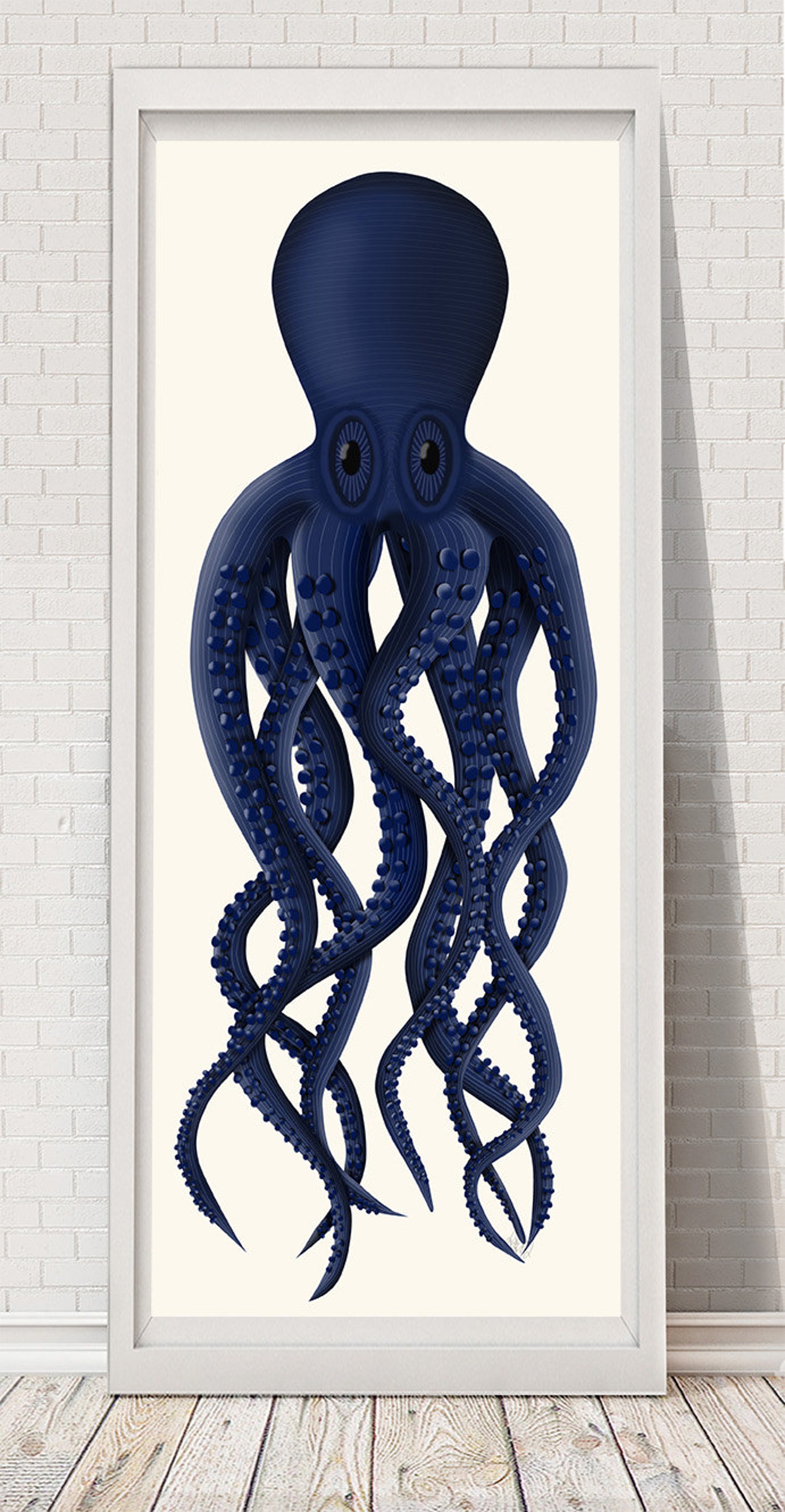Large Octopus Poster Giant Octopus in Blue Octopus Print - Etsy