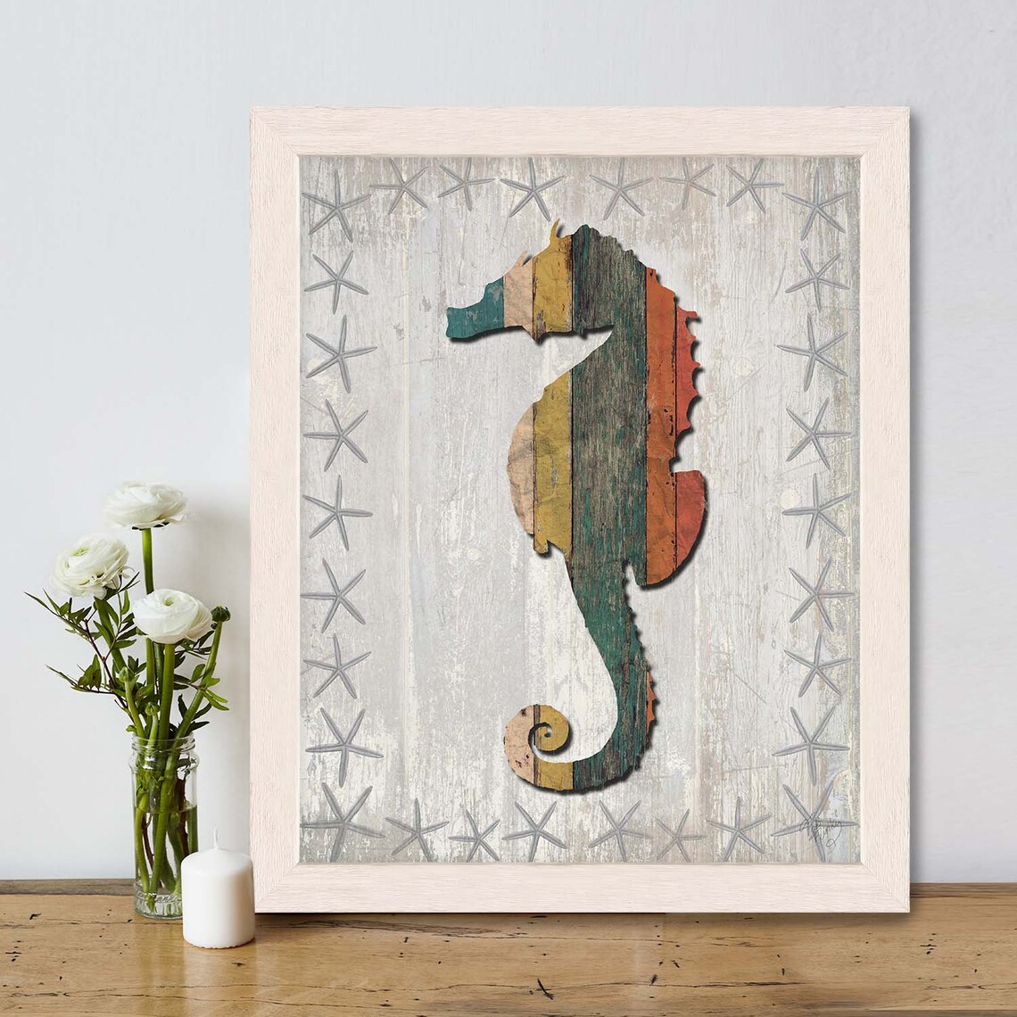 Seahorse Wall Decor Distressed Wood Seahorse Print 1: - Etsy