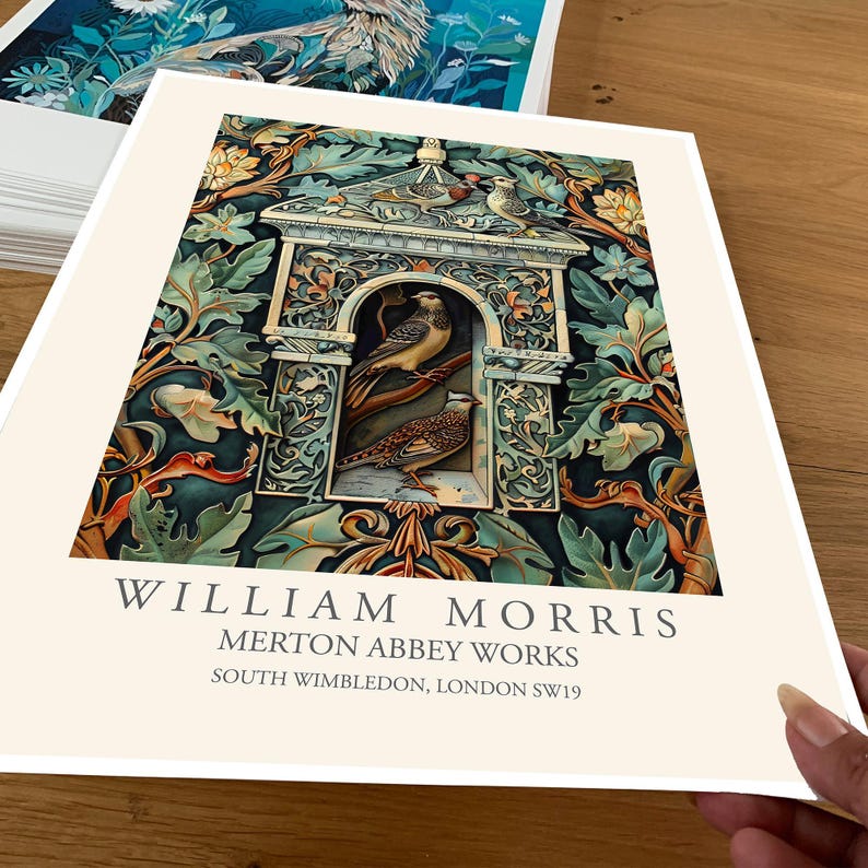 William Morris Style Bird Print, Dovecot Illustration, William Morris ...