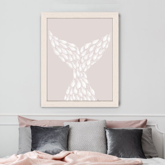 Fish Print Fish Tail Art Mermaid Tail Print Dusty Pink Wall | Etsy UK