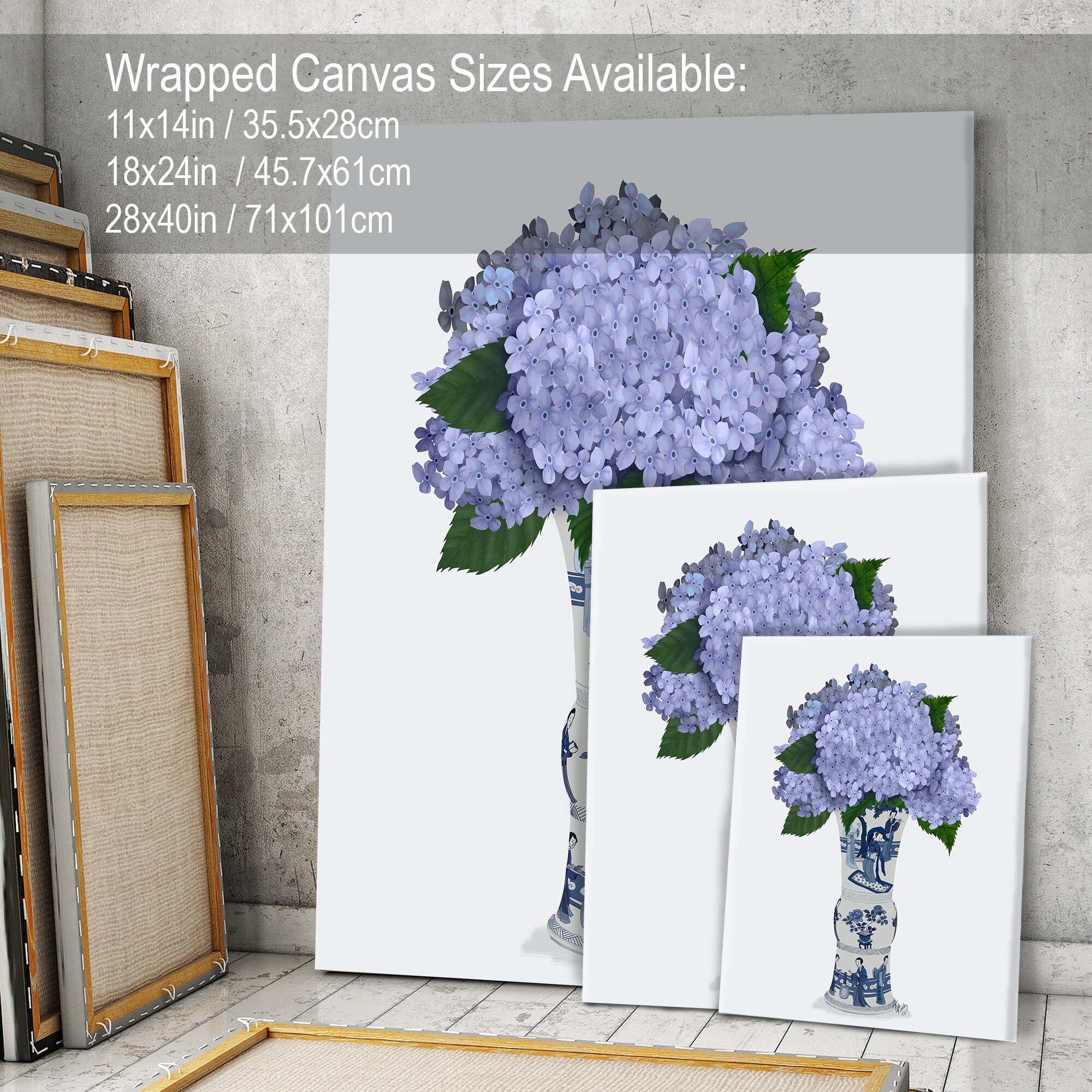 Lilac Hydrangea Chinese Decor Chinoiserie Art Blue and - Etsy UK