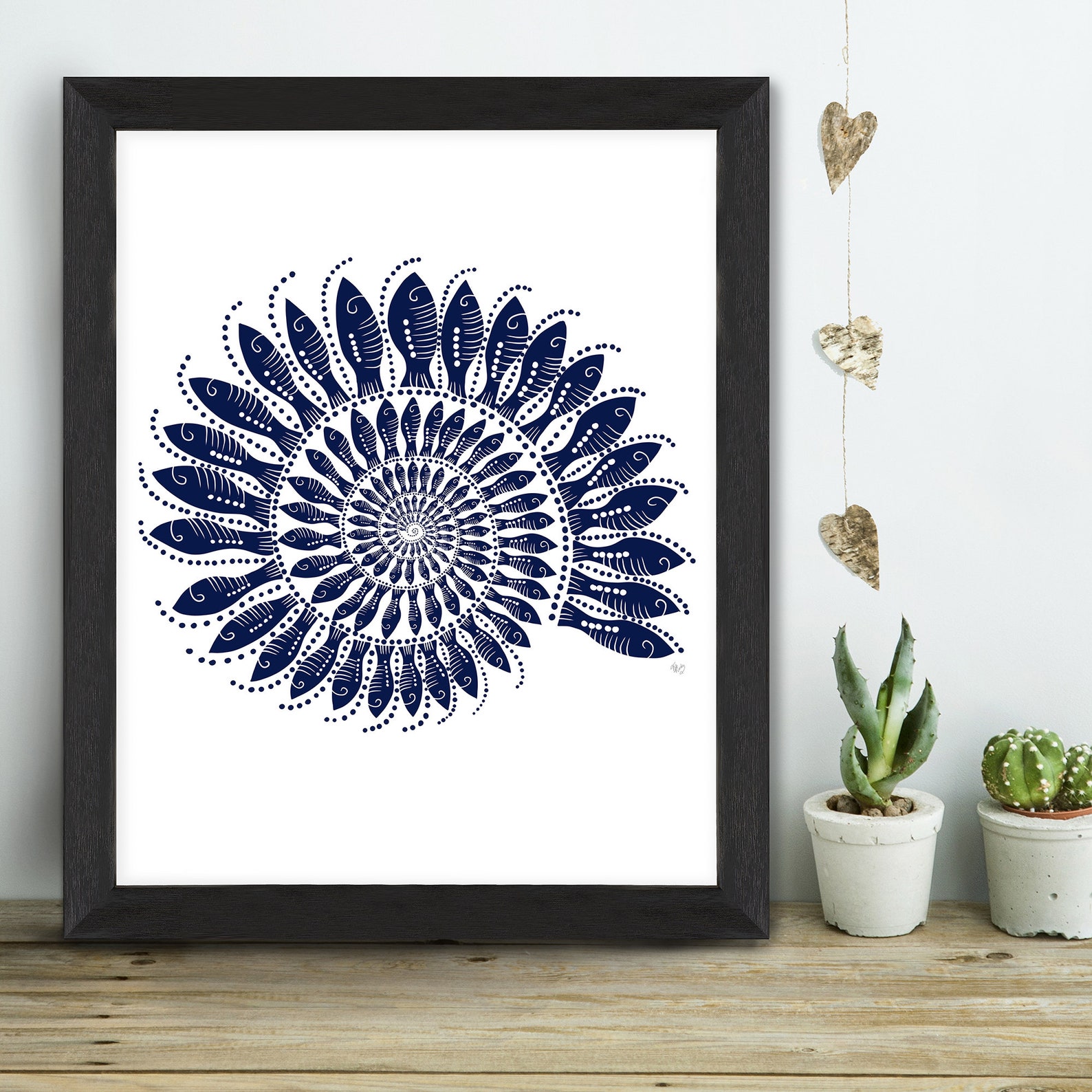 Blue Fish Art Shell Picture Sea Shell Art Fish Canvas - Etsy UK