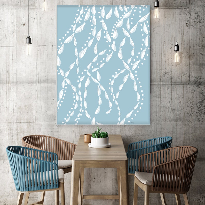 Fish Streams Print Swimming Fish Art Fish Poster Blue and | Etsy UK