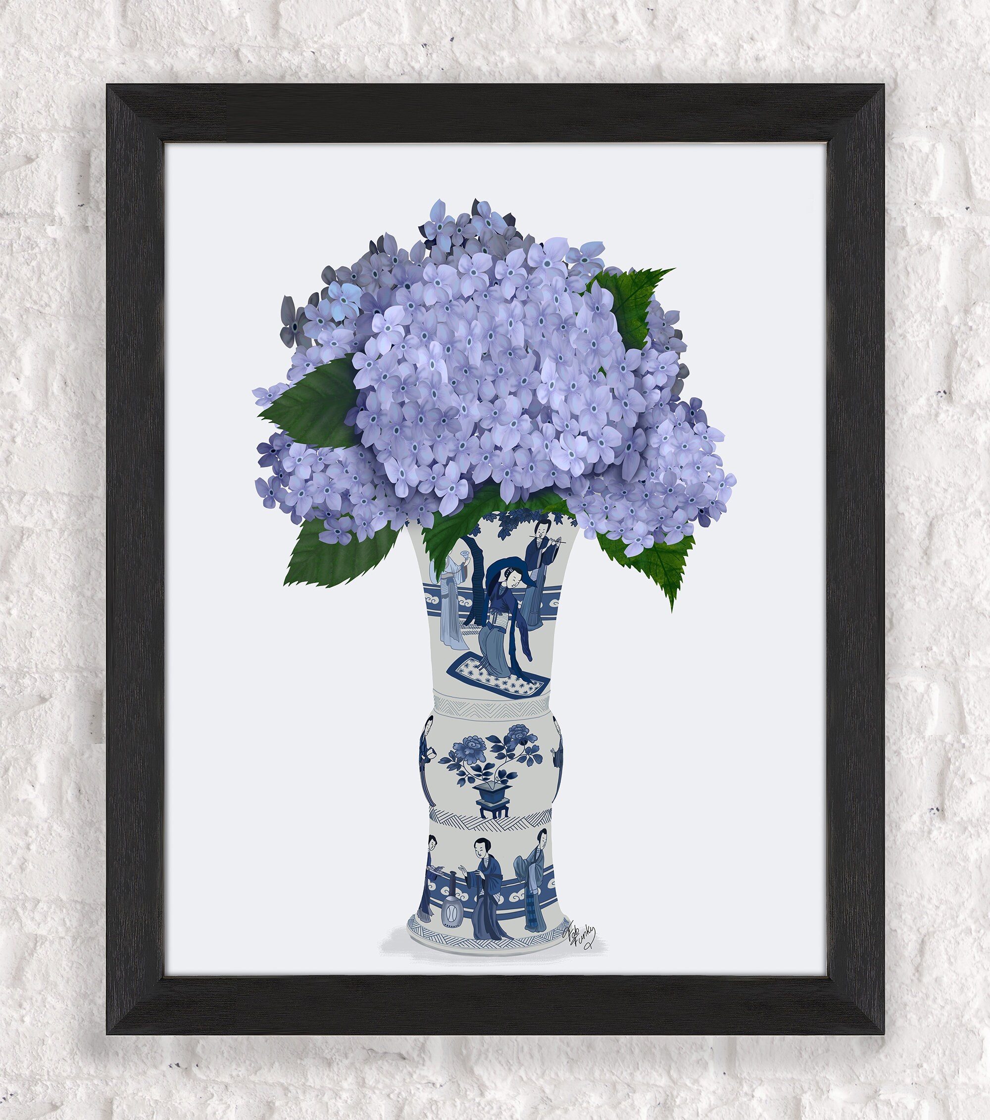 Lilac Hydrangea Chinese Decor Chinoiserie Art Blue and - Etsy UK