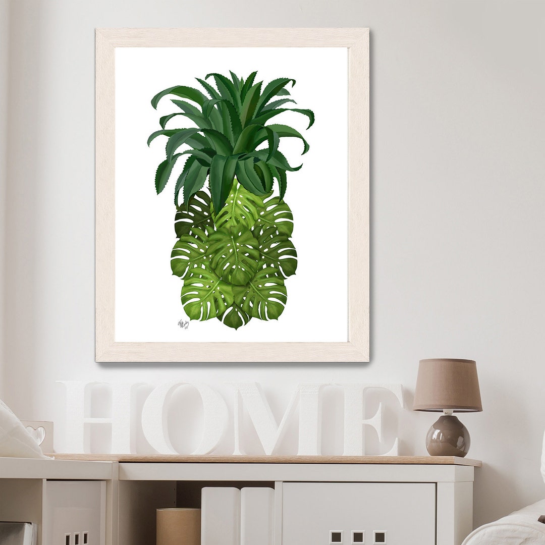 Tropical Decor Monstera Leaf Pineapple Print Palm Leaf Beach House ...