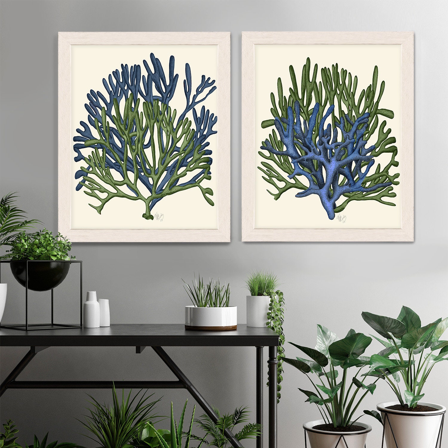 Coral Prints Set of 2 Blue and Green Coral Art Prints Coral - Etsy UK