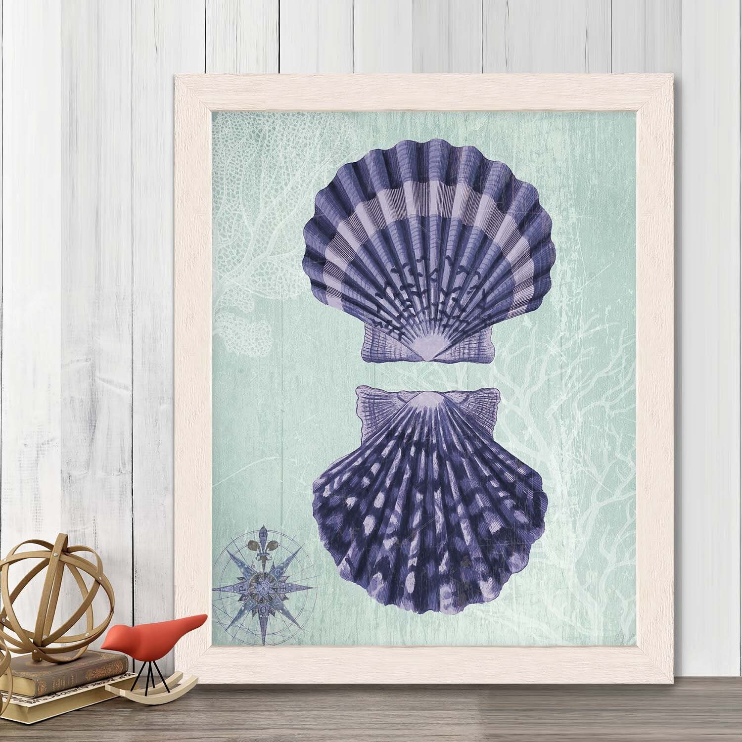 Blue Sea Shell Art Print Blue Scallop Shells Sea Shell | Etsy