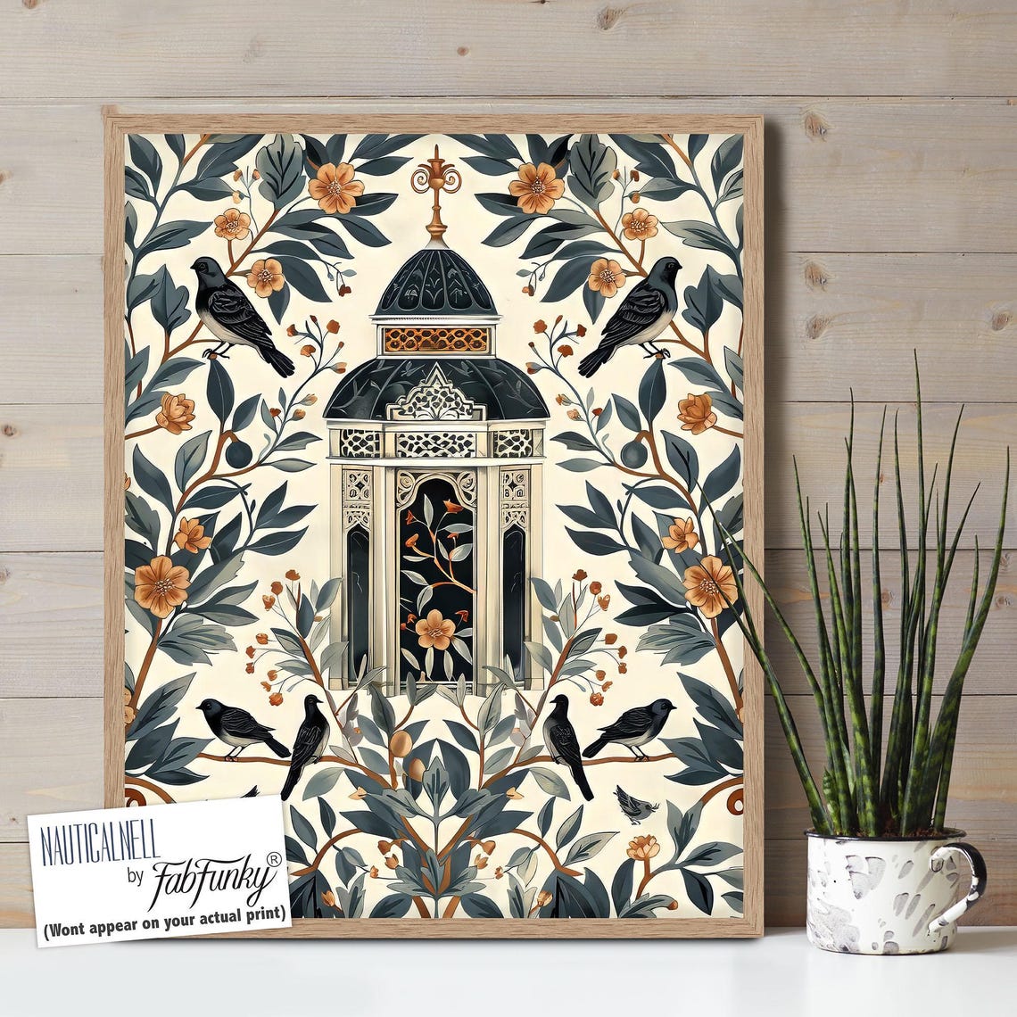 Bird and Dovecot Illustration, Birdhouse Art Print, Vintage Botanical ...