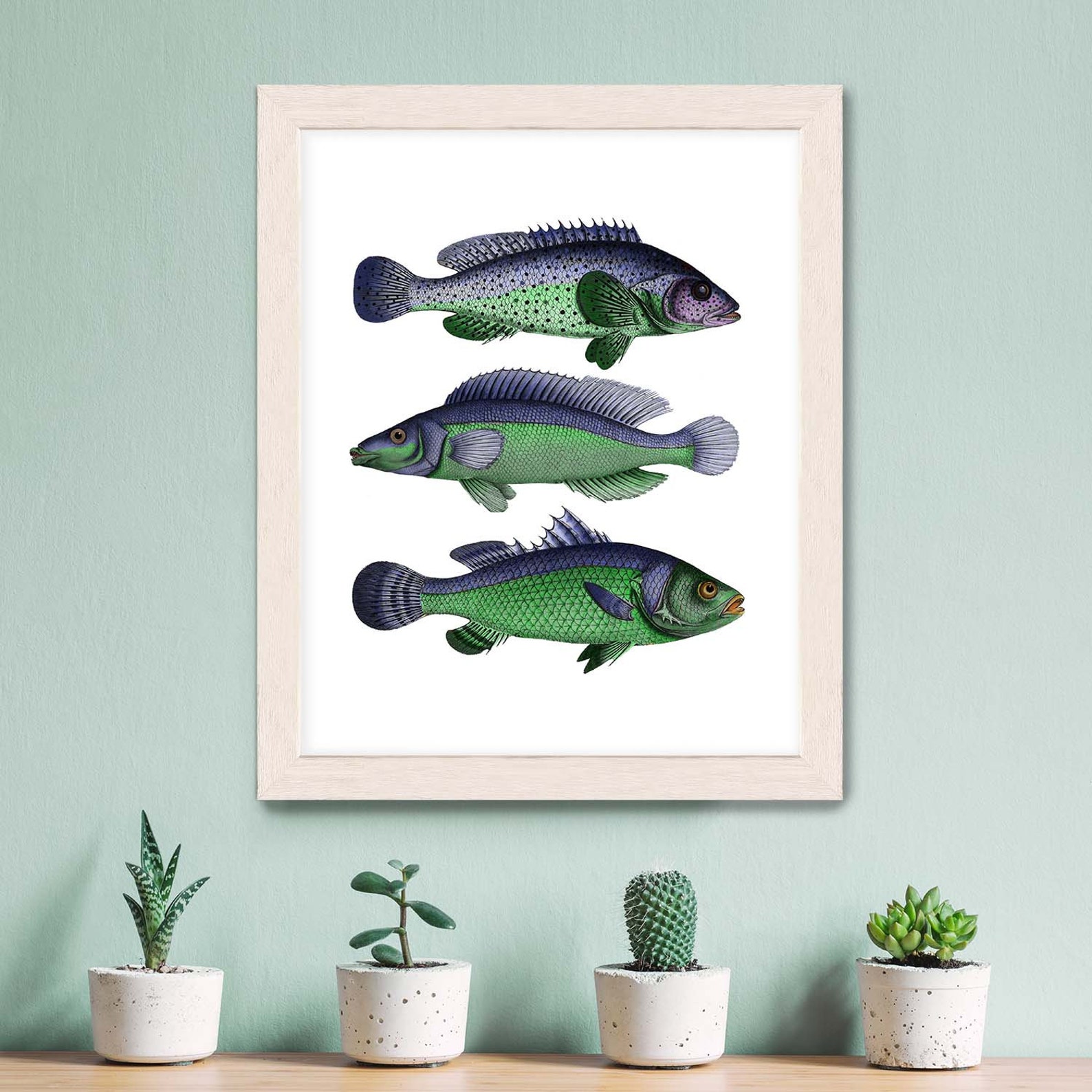 Fish Art Print Blue/green Fantasy Fish Fish Print Fishing - Etsy