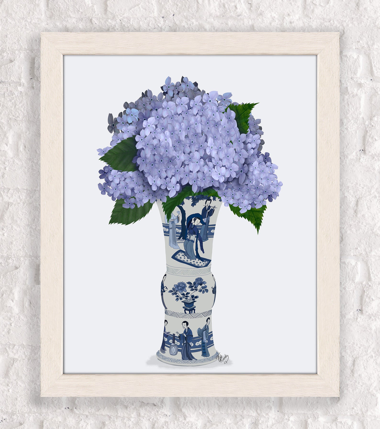 Lilac Hydrangea Chinese Decor Chinoiserie Art Blue and - Etsy UK