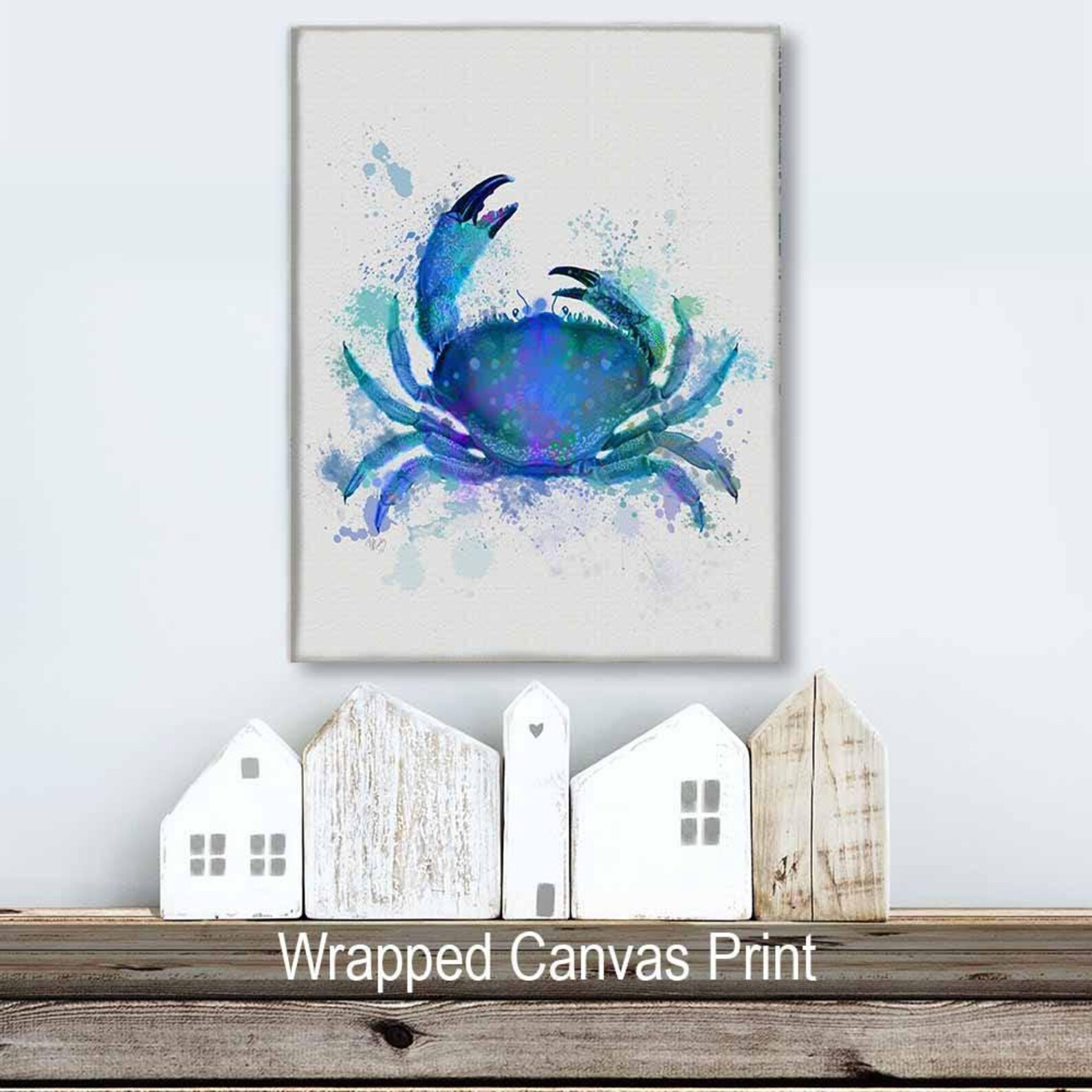 Crab Wall Art - Crab 1 Blue - Crab Prints Crab Art Print Nautical Decor ...