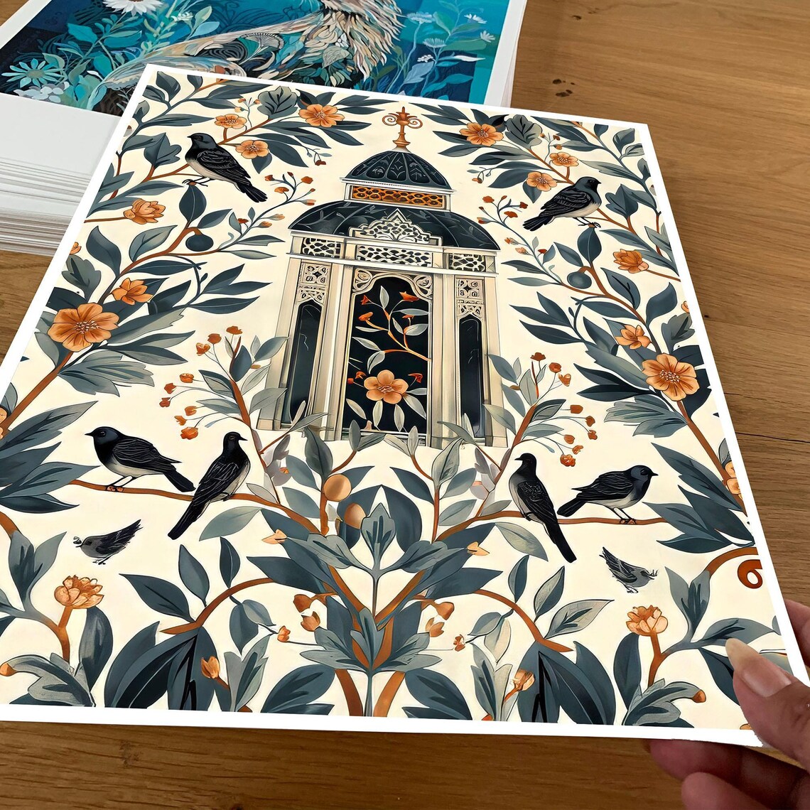 Bird and Dovecot Illustration, Birdhouse Art Print, Vintage Botanical ...