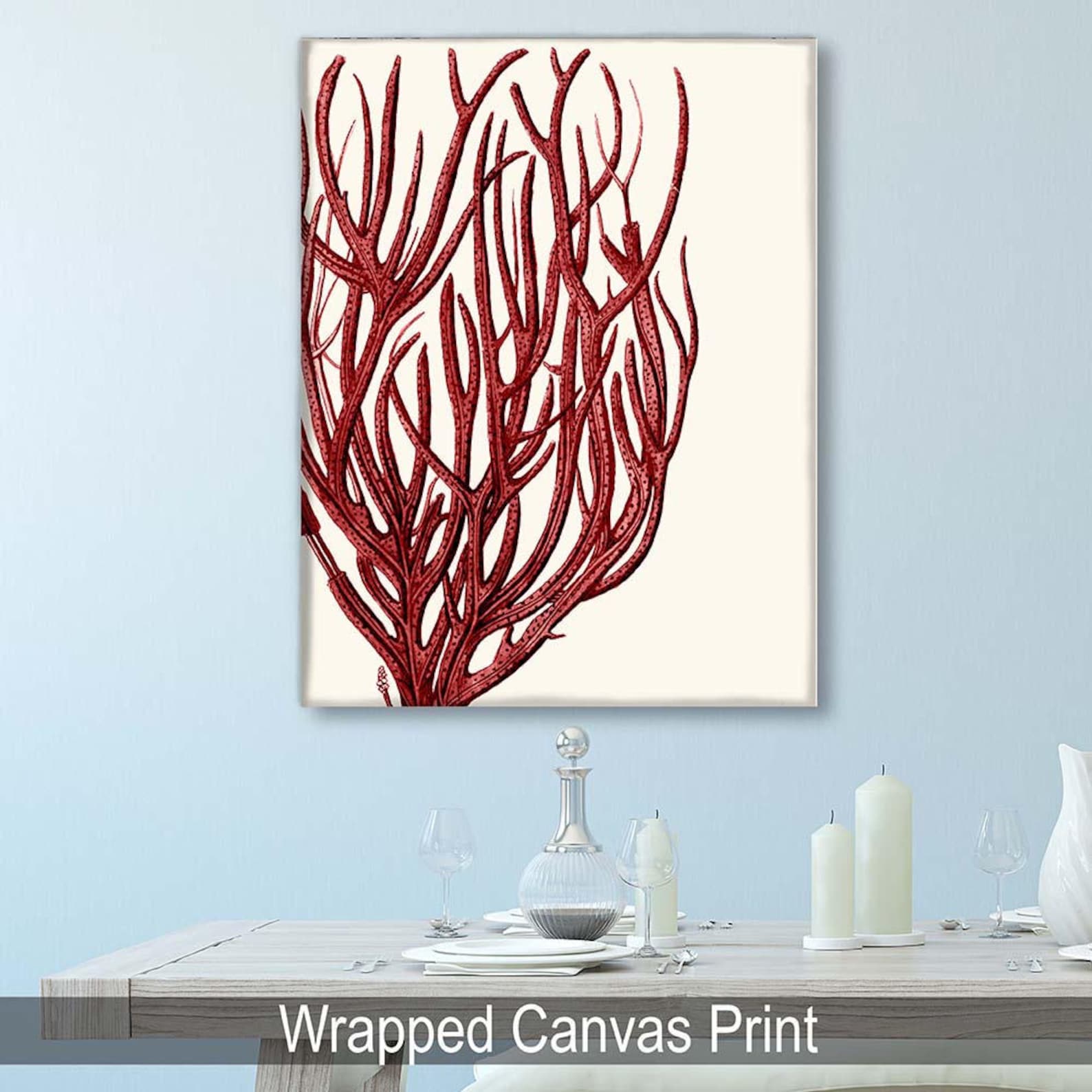 Red Coral 5 Coral Print Nautical Print Coral Beach Decor - Etsy