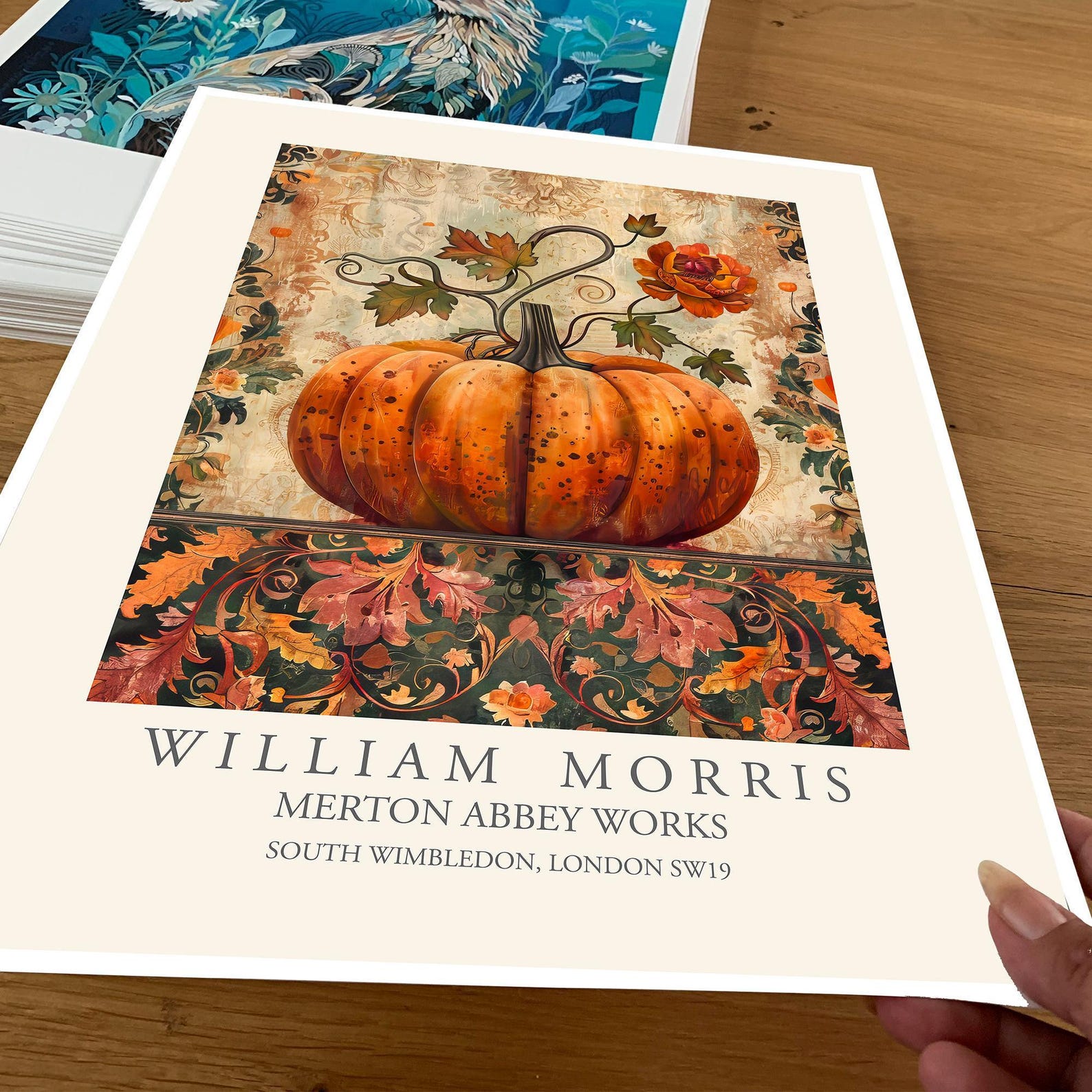 William Morris Style Pumpkin Print, Autumn Fall Decor Poster, Large ...