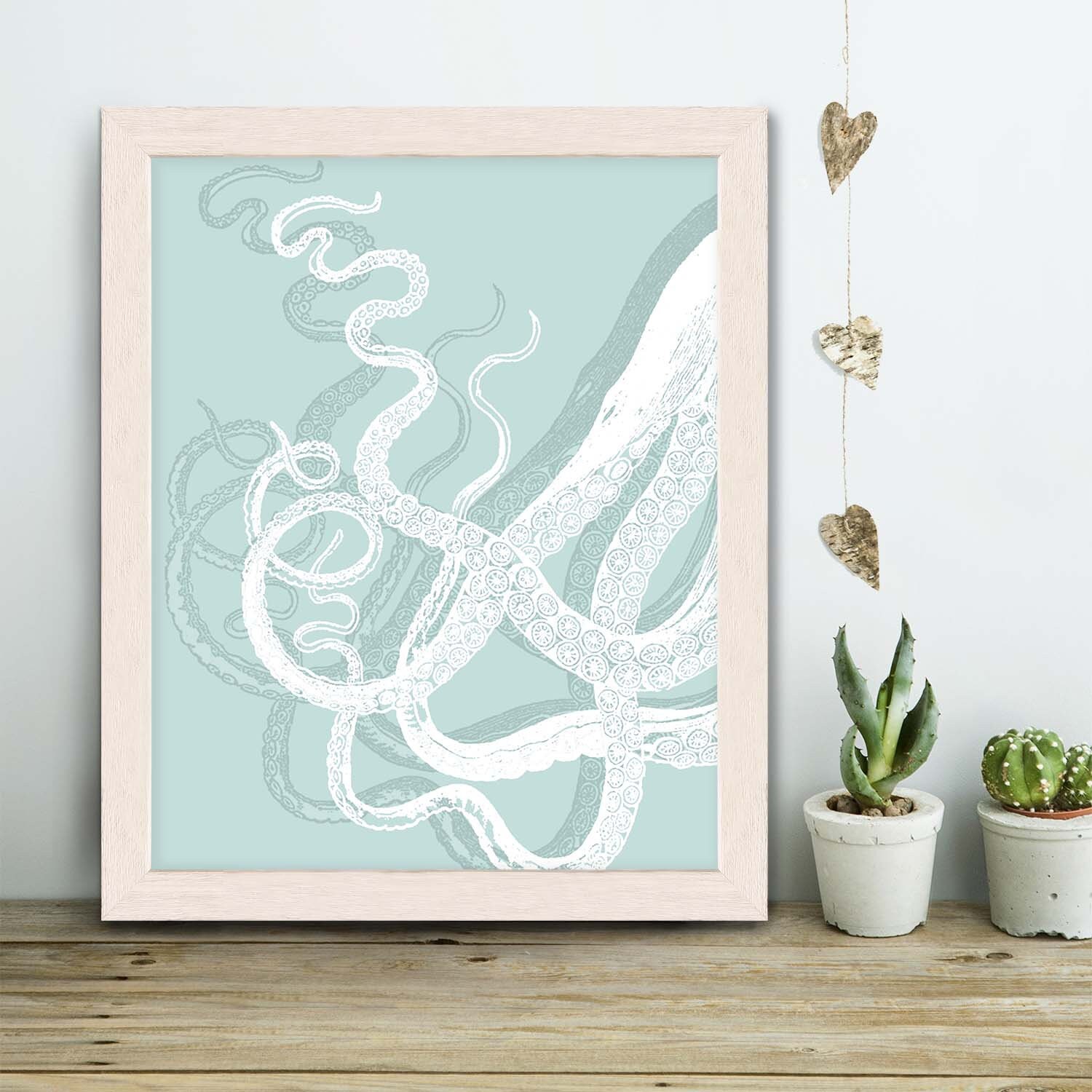 Nautical Art Print Octopus Tentacles White/Seafoam Octopus | Etsy
