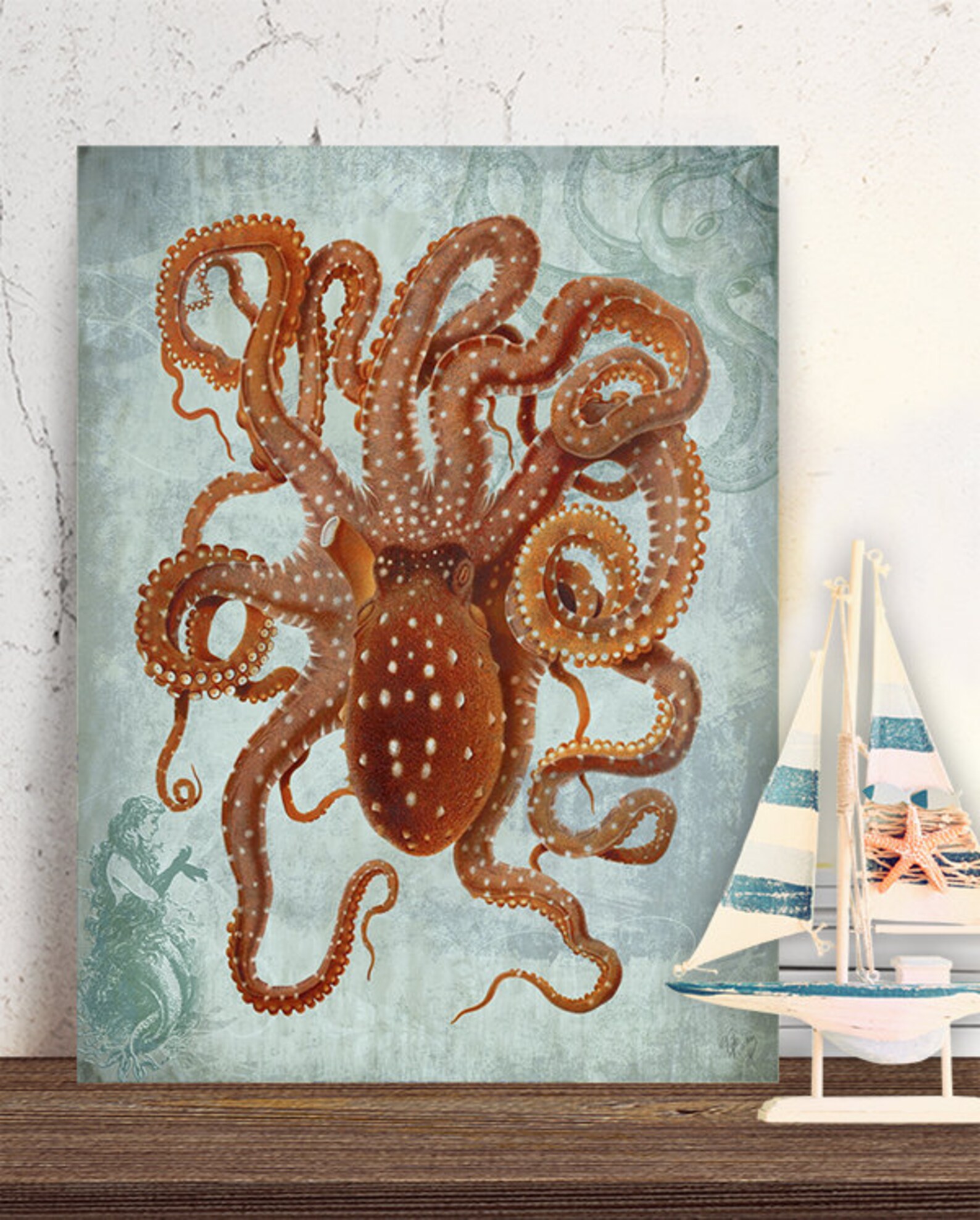 Octopus 2 Octopus Print Nautical Print Beach House Decor - Etsy