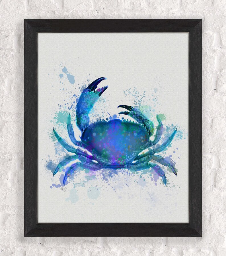 Crab Wall Art - Crab 1 Blue - Crab Prints Crab Art Print Nautical Decor ...