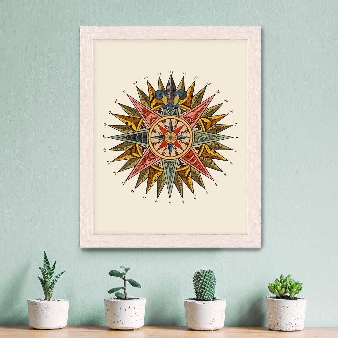 Nautical Star Art Print - Nautical Compass Art Nautical Print Dining ...