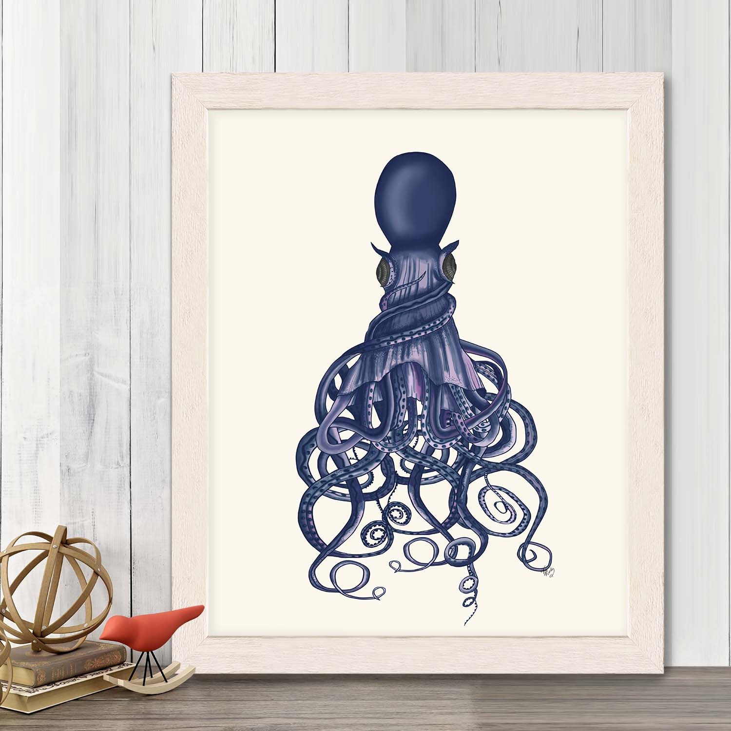 Octopus Poster Twisted Octopus Print Blue Coastal Prints Art | Etsy