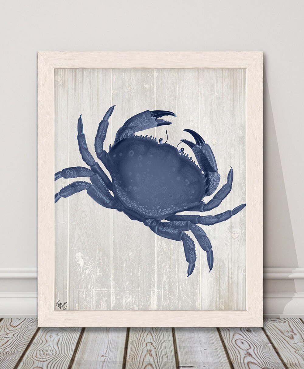 Art & Collectibles Prints Palm Beach Chic Gray Bathroom Wall Art Crab ...