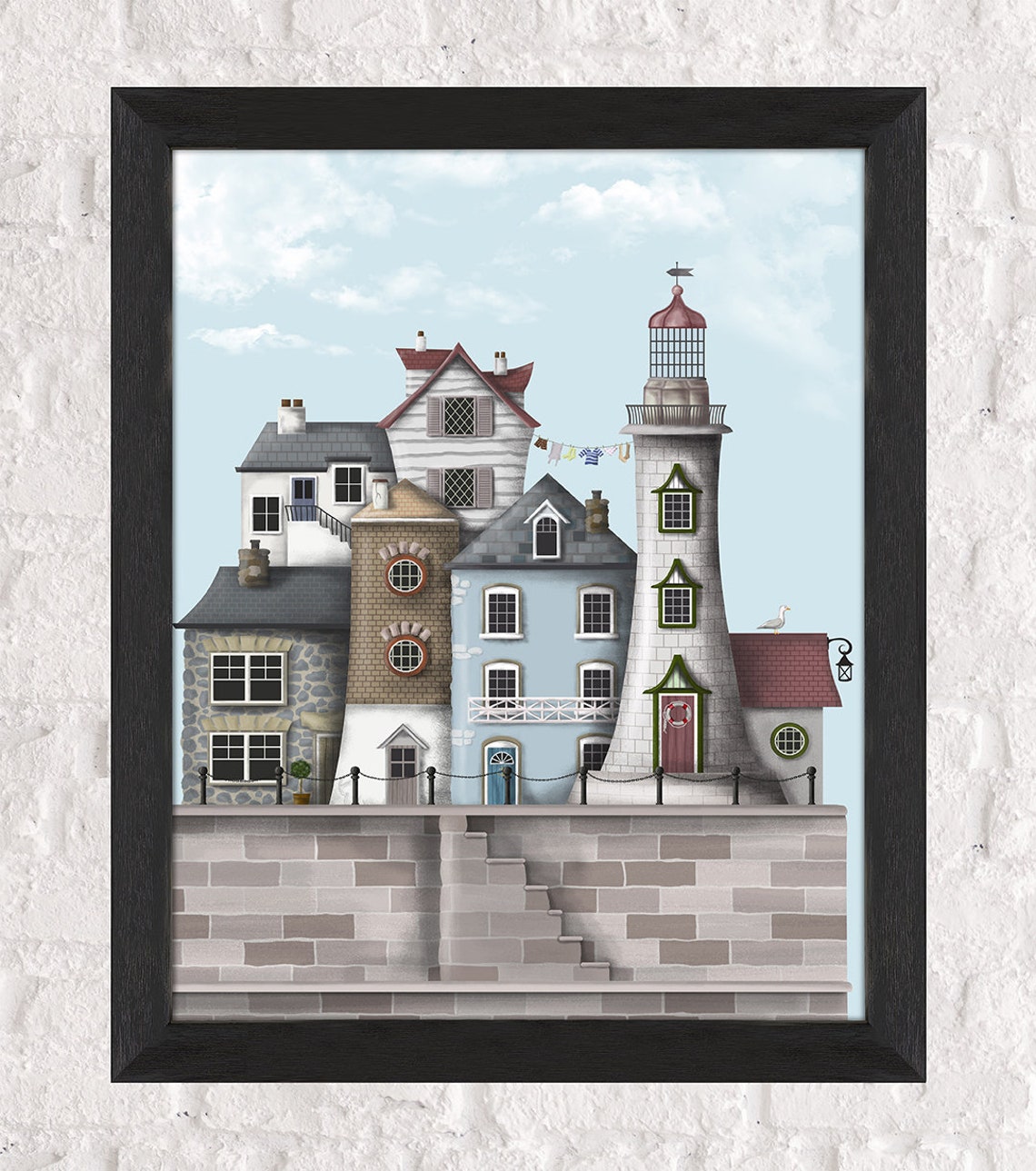 Lighthouse print lighthouse poster harbour print nautical | Etsy