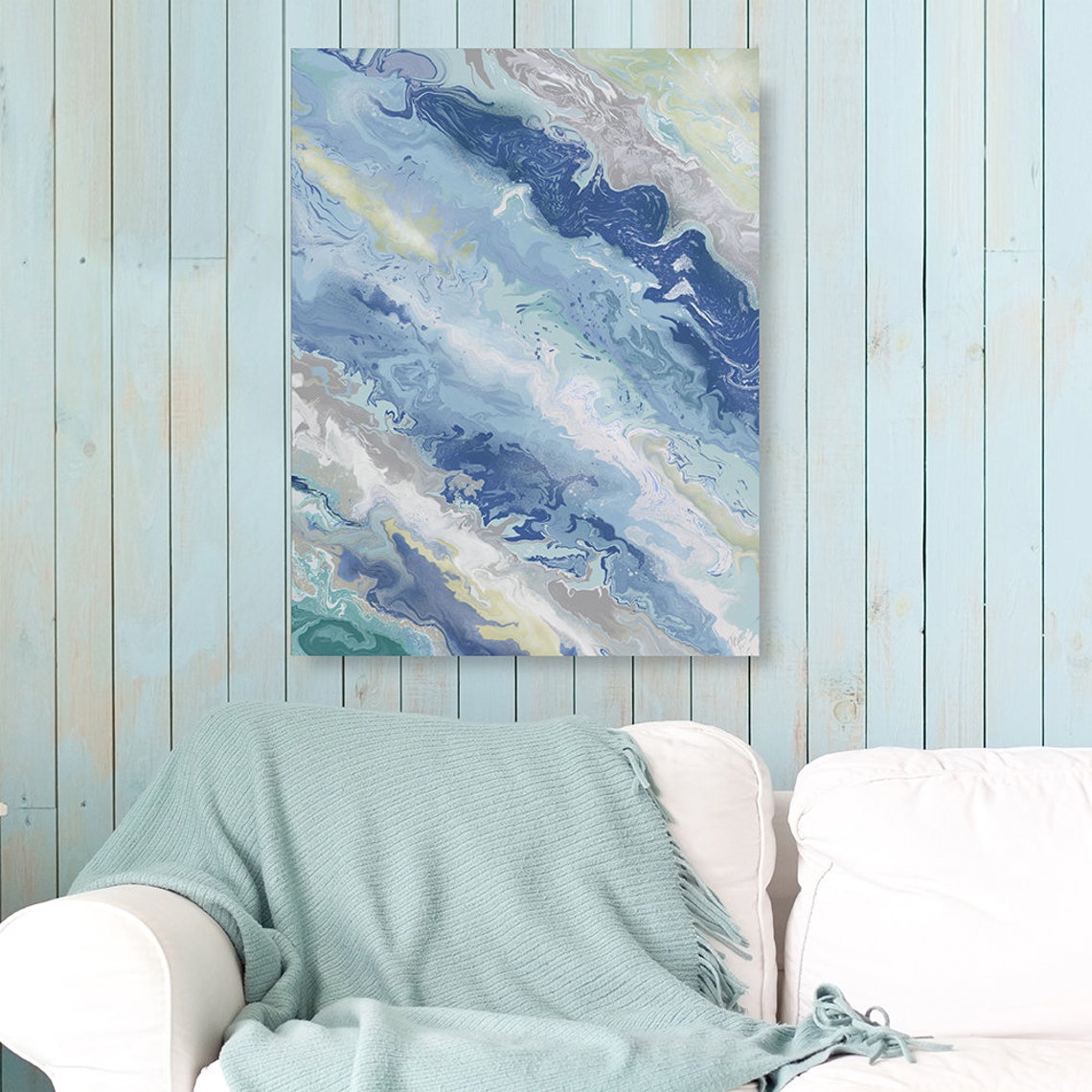 Coastal print blue decor nautical art Tropical ocean | Etsy