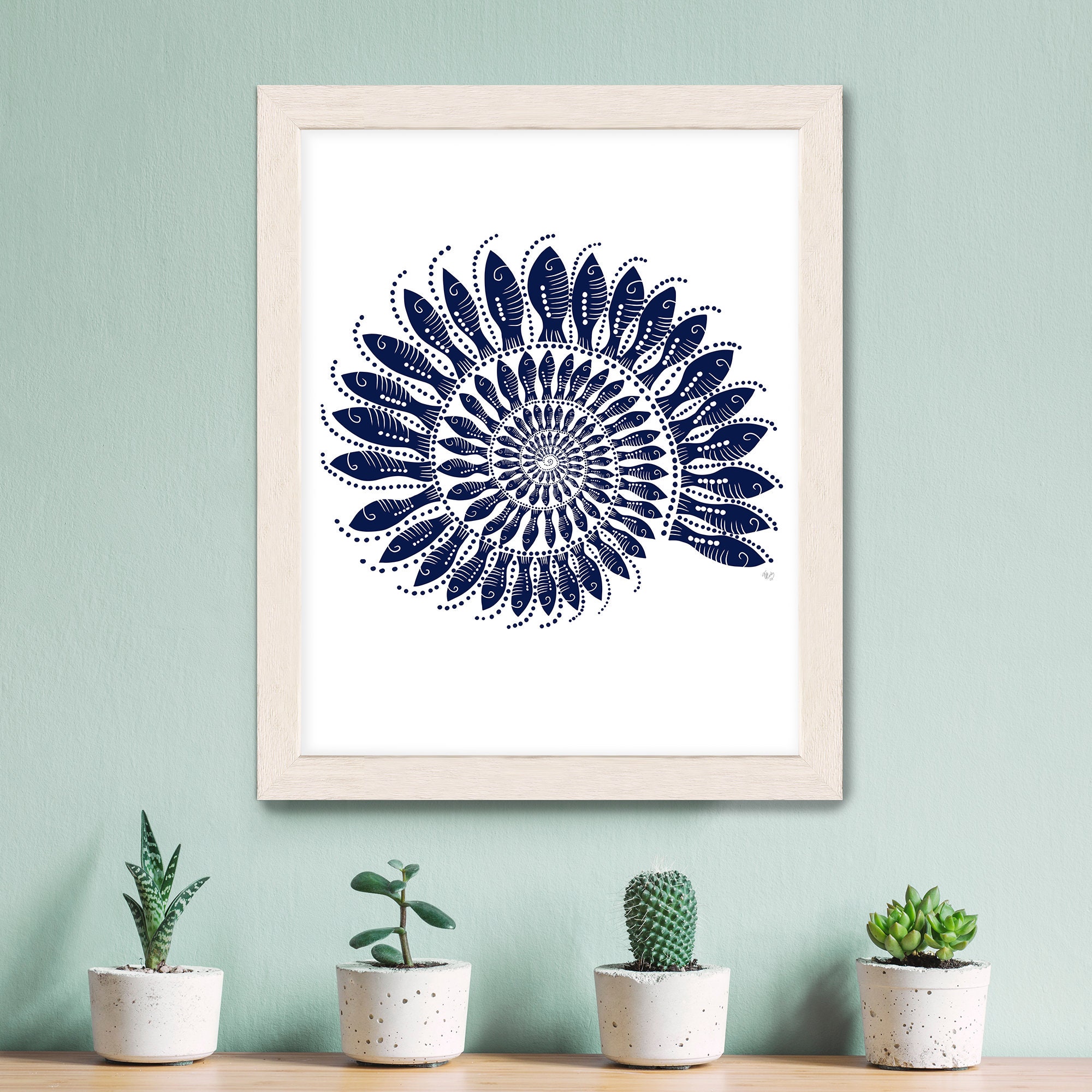 Blue Fish Art Shell Picture Sea Shell Art Fish Canvas - Etsy UK