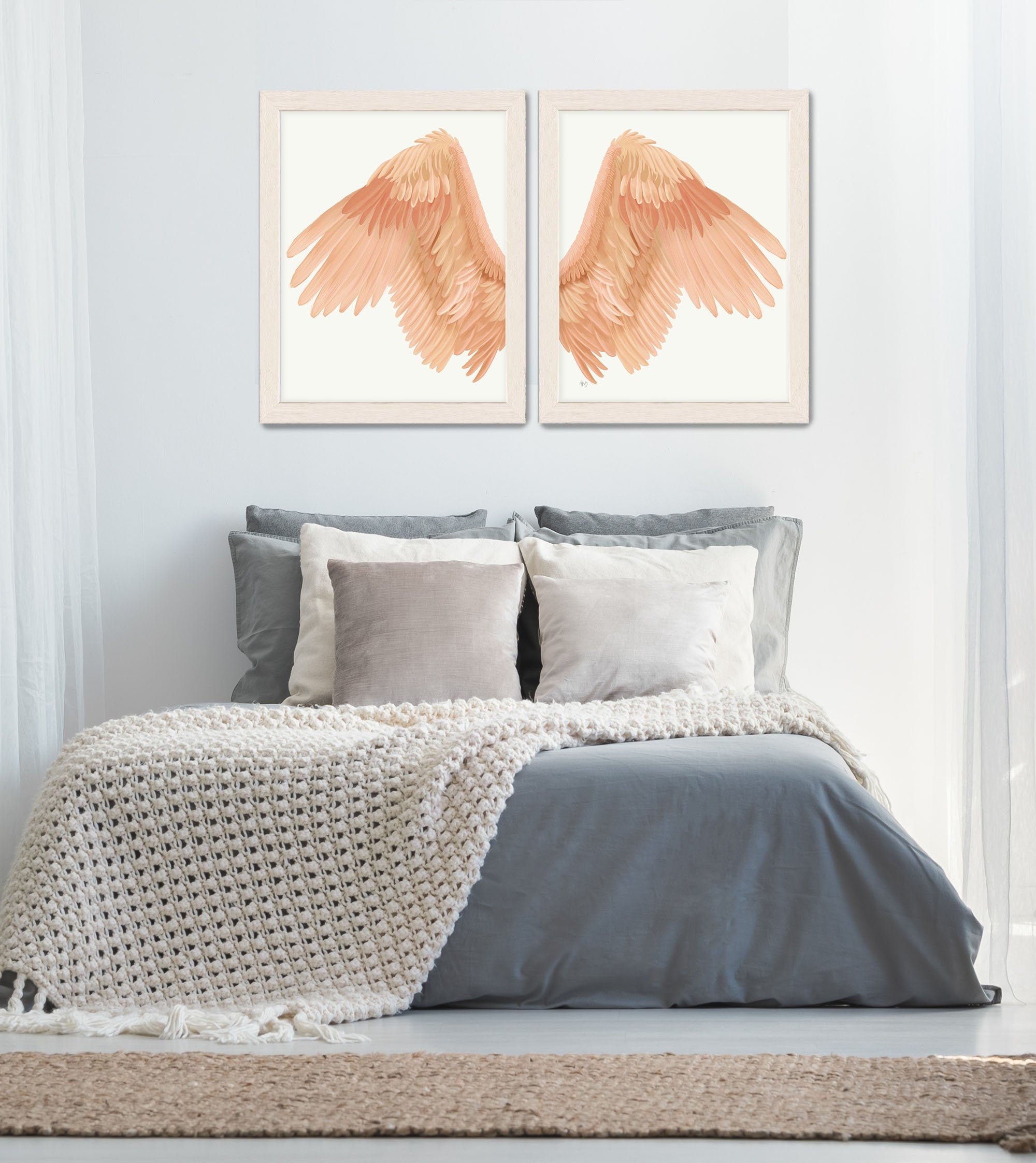 Peach And Gray Bedroom