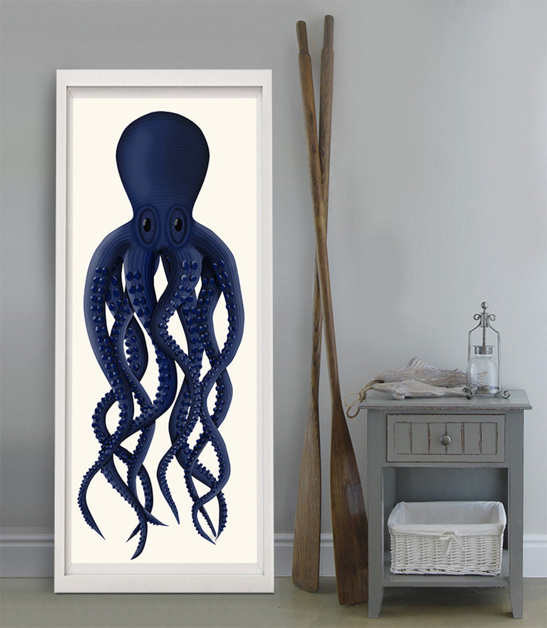 Large Octopus Poster - Giant Octopus in Blue Octopus Print 18x40inches ...