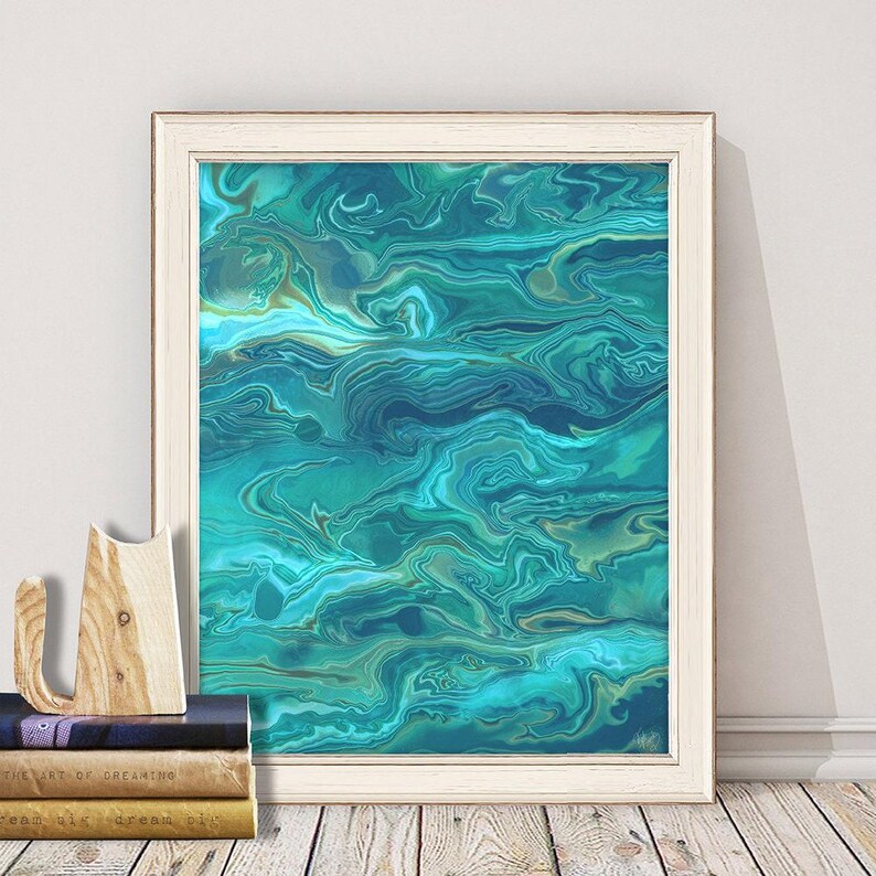 Tropical Ocean, Coastal Wall Art, Nautical Print Decor, Green Room ...