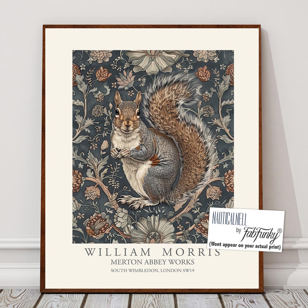 William Morris Style Print, William Morris Poster, Squirrel ...