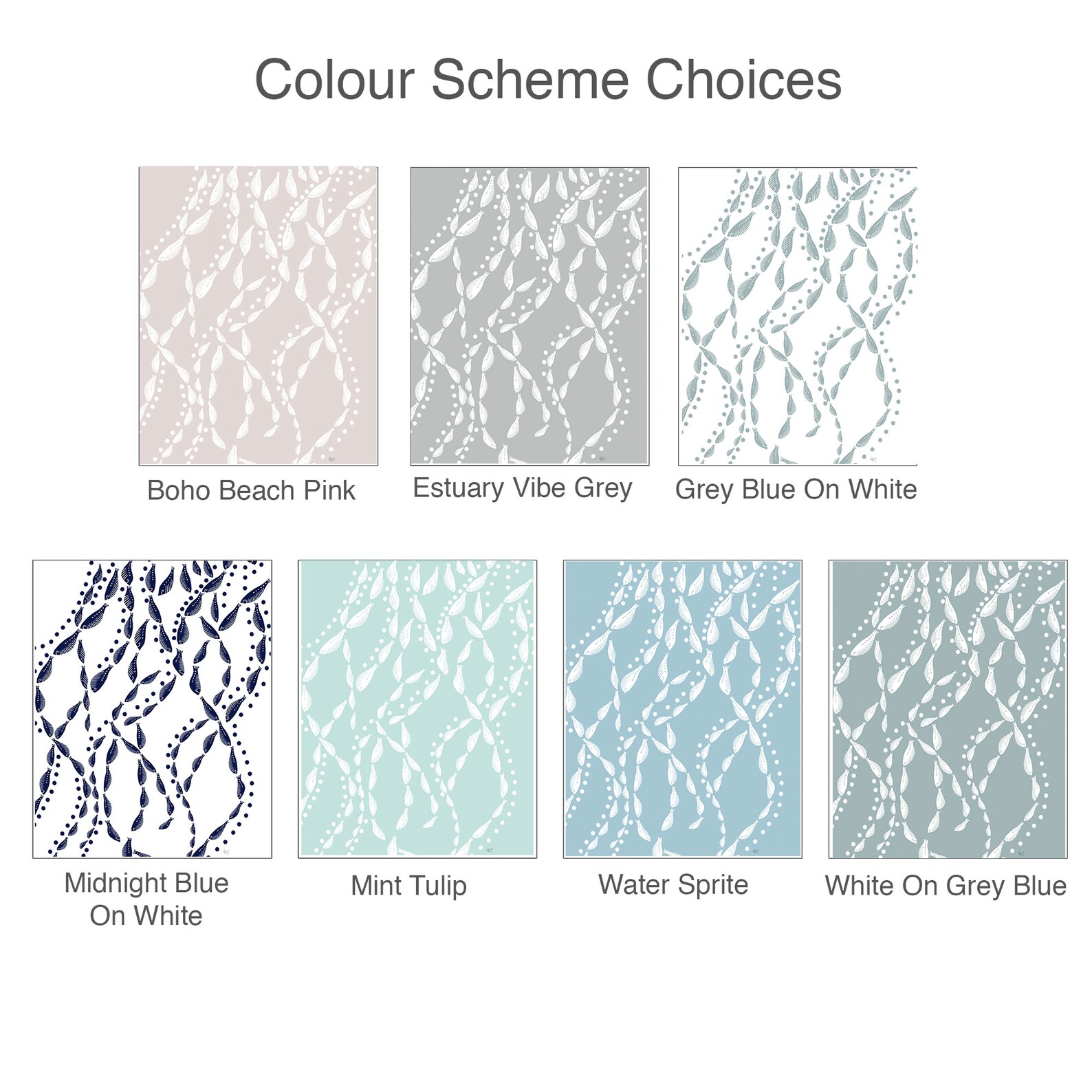 Blue Fish Print Blue and White Art Fish Bathroom Nautical - Etsy UK