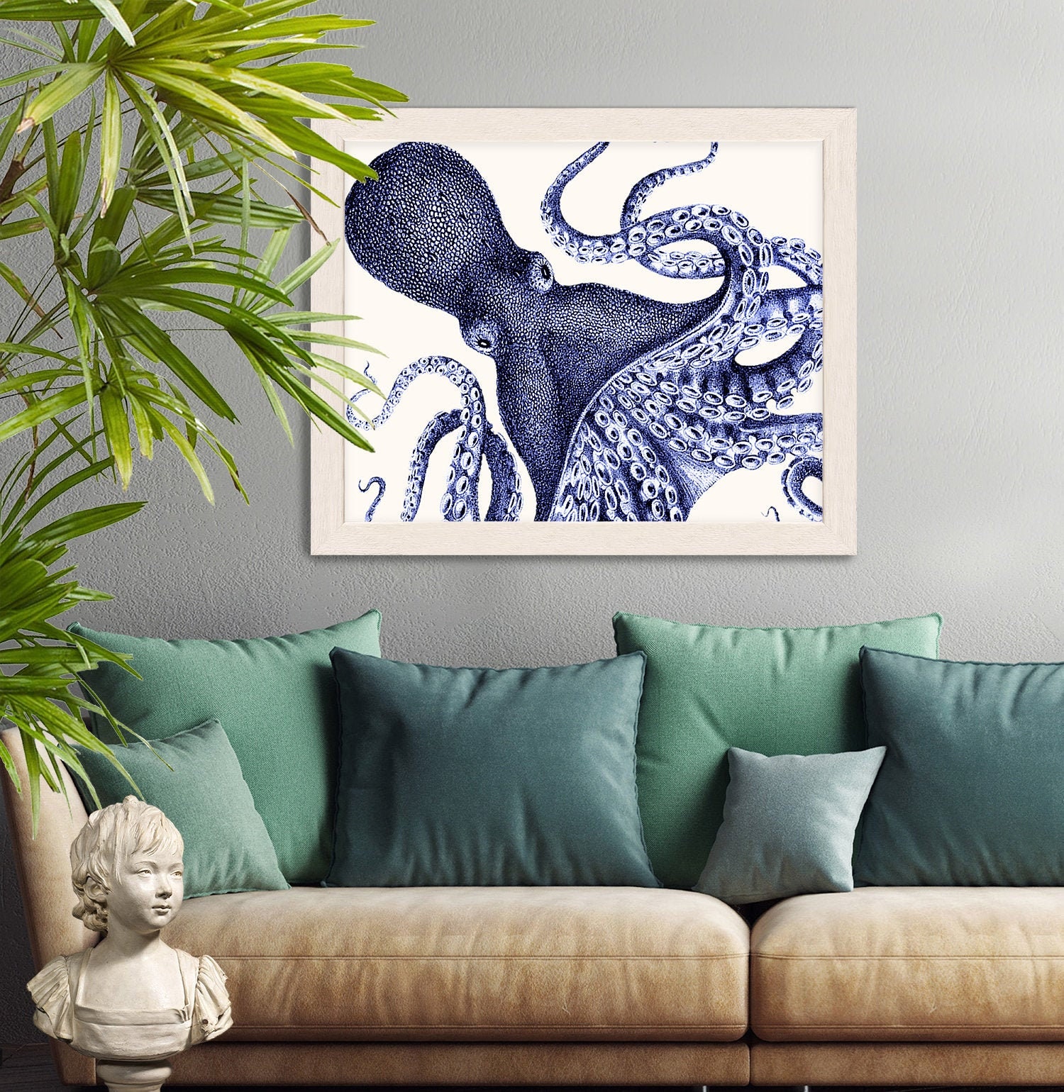 Octopus Wall Art Landscape Octopus in Blue Octopus | Etsy