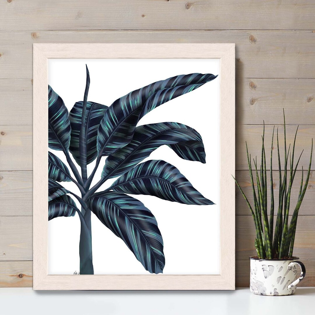 Palm Tree Banana Tree 3 Blue Wall Art Tropical Print Tropical Decor ...