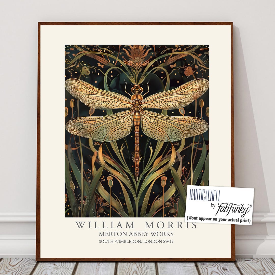 Dragonfly Print, William Morris Style Illustration, William Morris ...