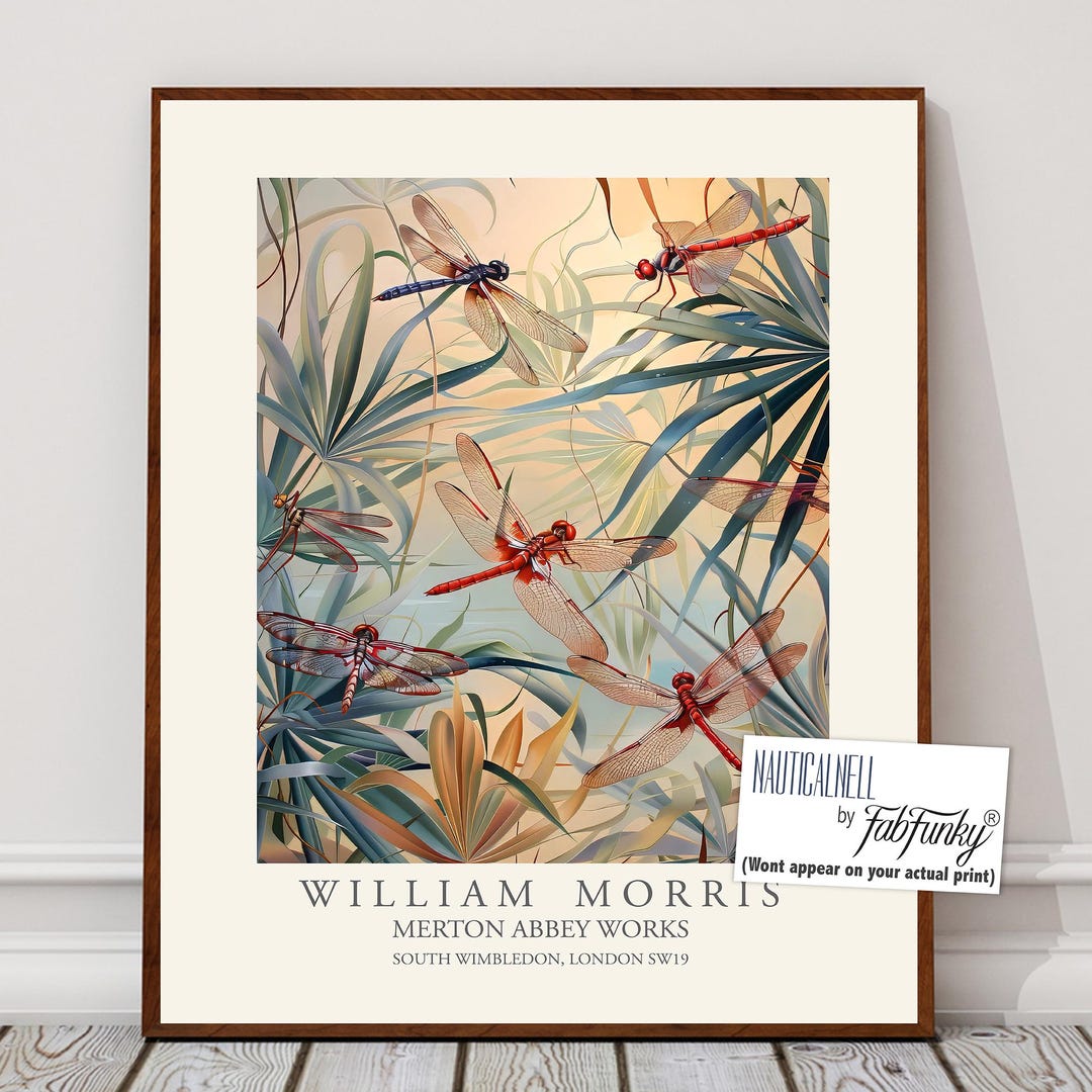 Dragonfly Print, William Morris Style Illustration, William Morris ...