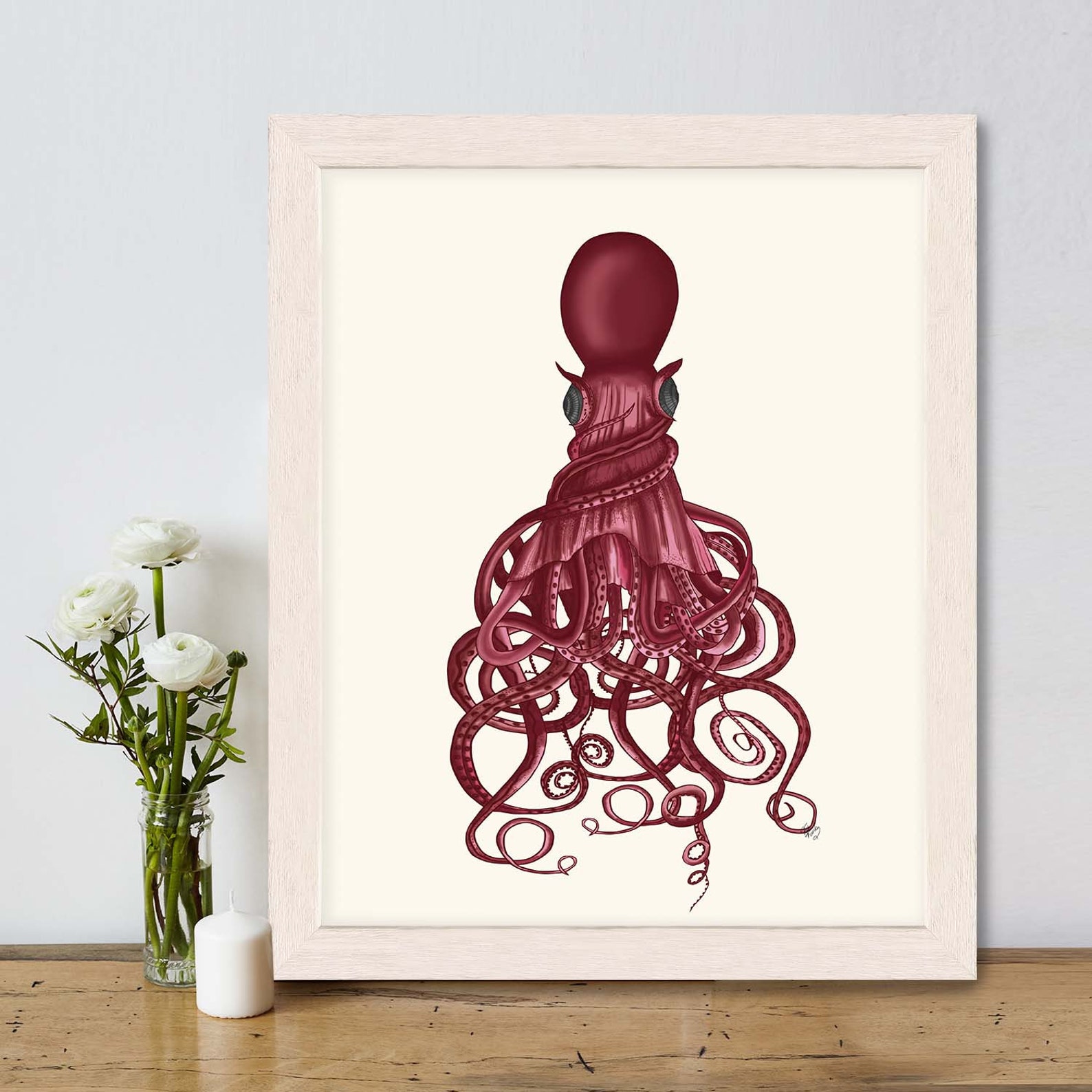 Red Octopus Print Twisted Octopus Red Octopus Illustration - Etsy