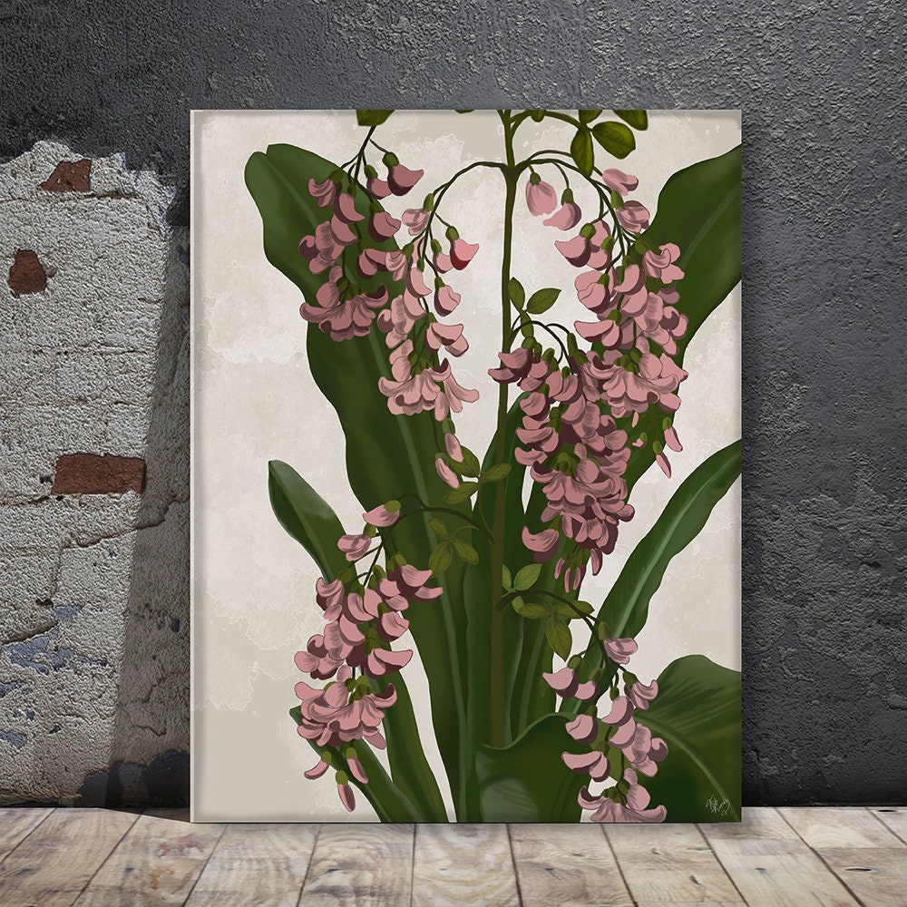 Botanical wall art pink flower painting floral print | Etsy