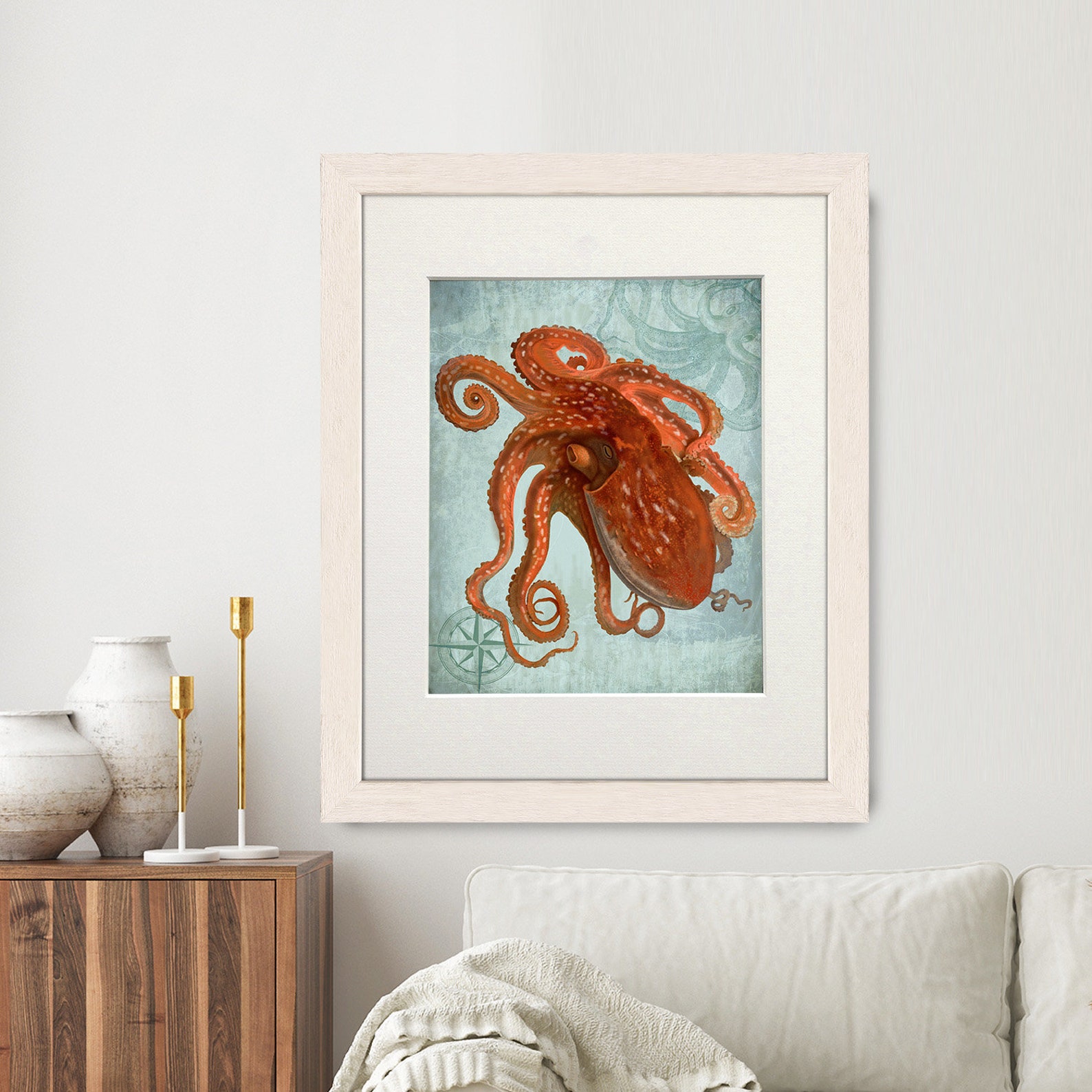 Coastal Life Octopus Print 1 Nautical Print Beach Decor | Etsy
