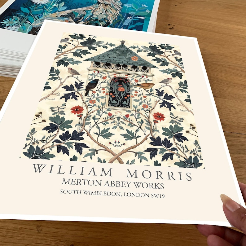 William Morris Style Bird Print, Dovecot Illustration, William Morris ...