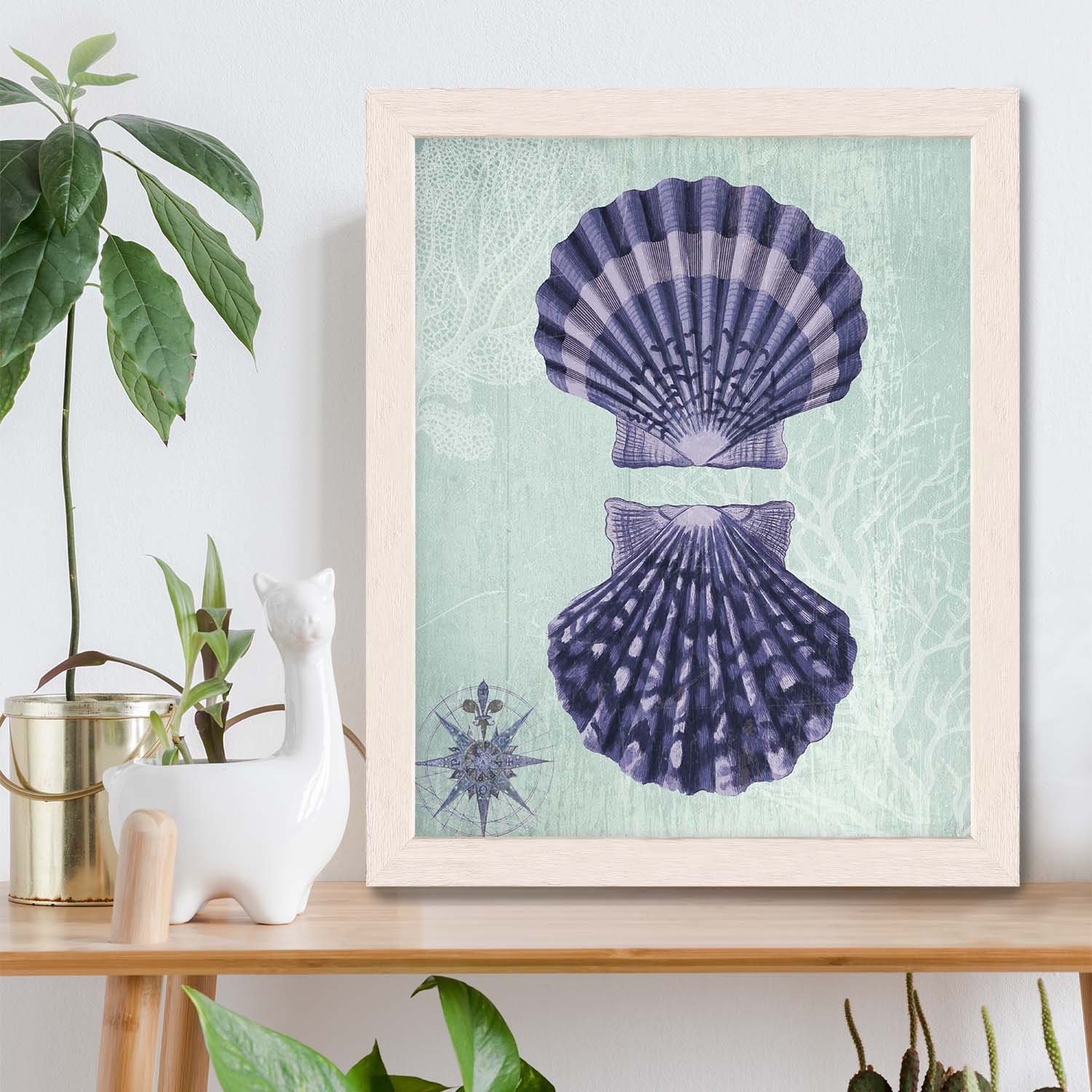 Blue Sea shell art print Blue Scallop Shells sea shell | Etsy