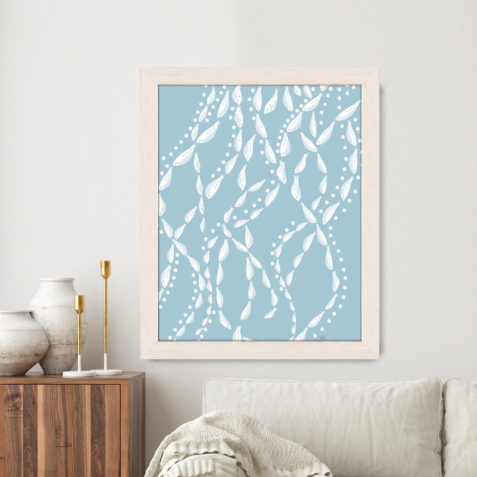 Fish Streams Print Swimming Fish Art Fish Poster Blue and | Etsy UK