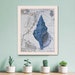 Blue Sea Shell Print on Nautical Map 1 Sea Shell Art Print - Etsy