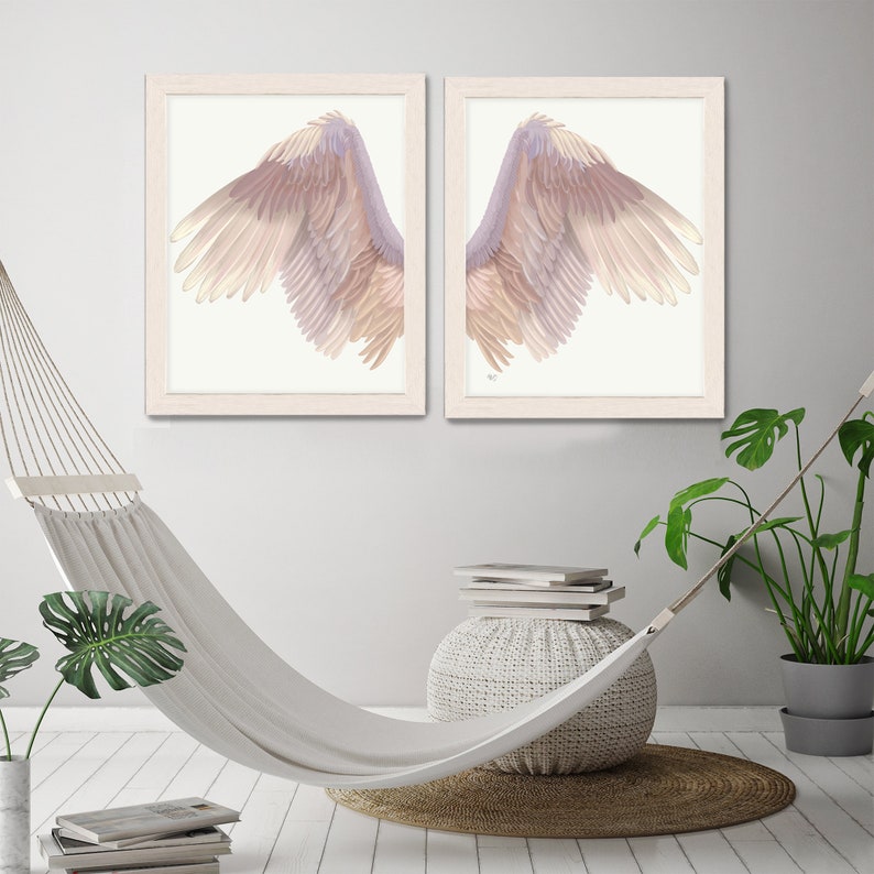 Angel Wings Canvas Pink Wings Print Set of 2 Prints Dusty - Etsy UK