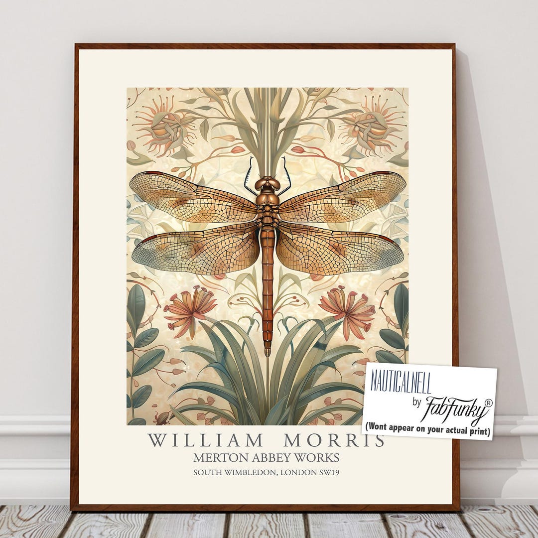 Dragonfly Print, William Morris Style Illustration, William Morris ...