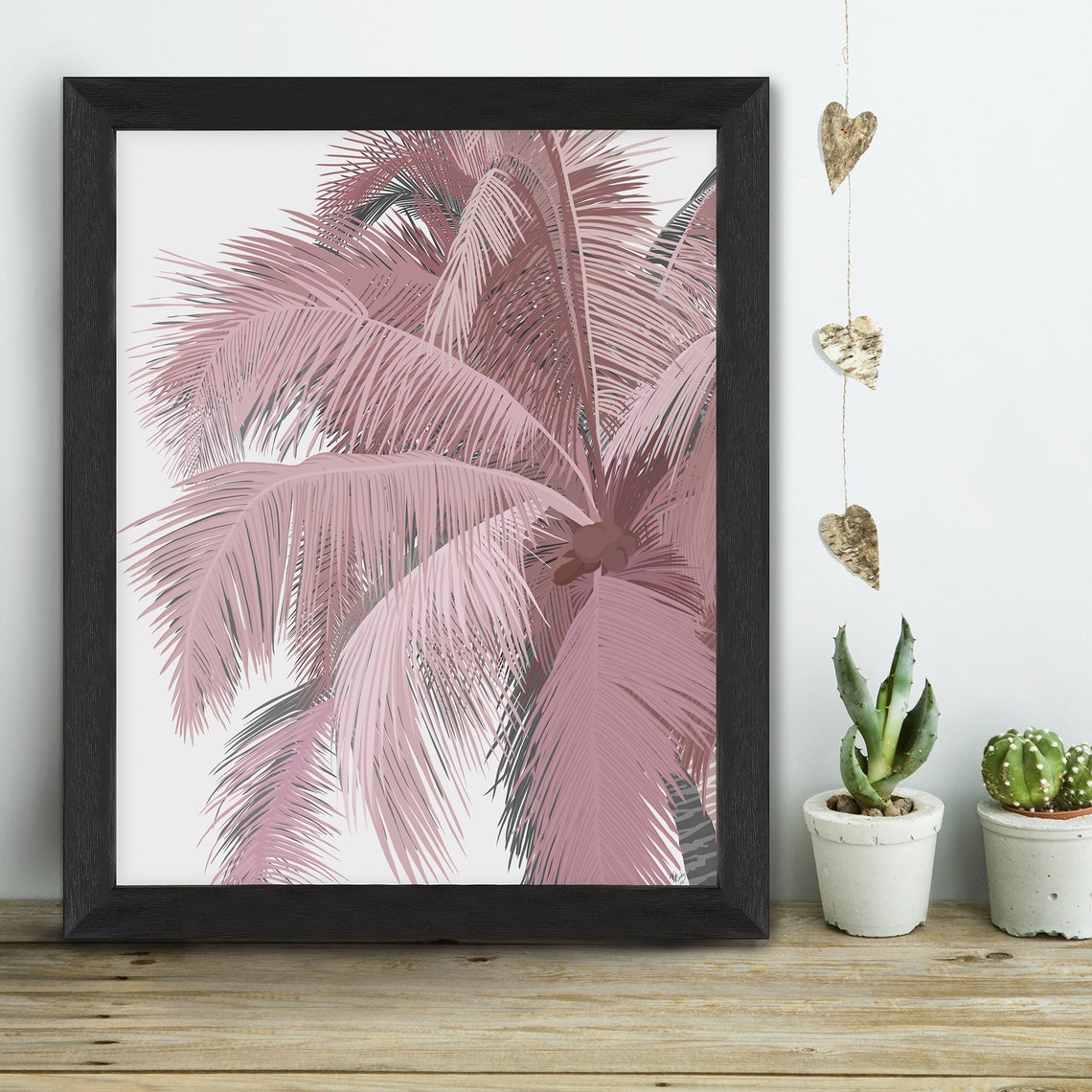 Palm Tree Art Pink Palm Tree Print Retro Wall Art Retro | Etsy UK